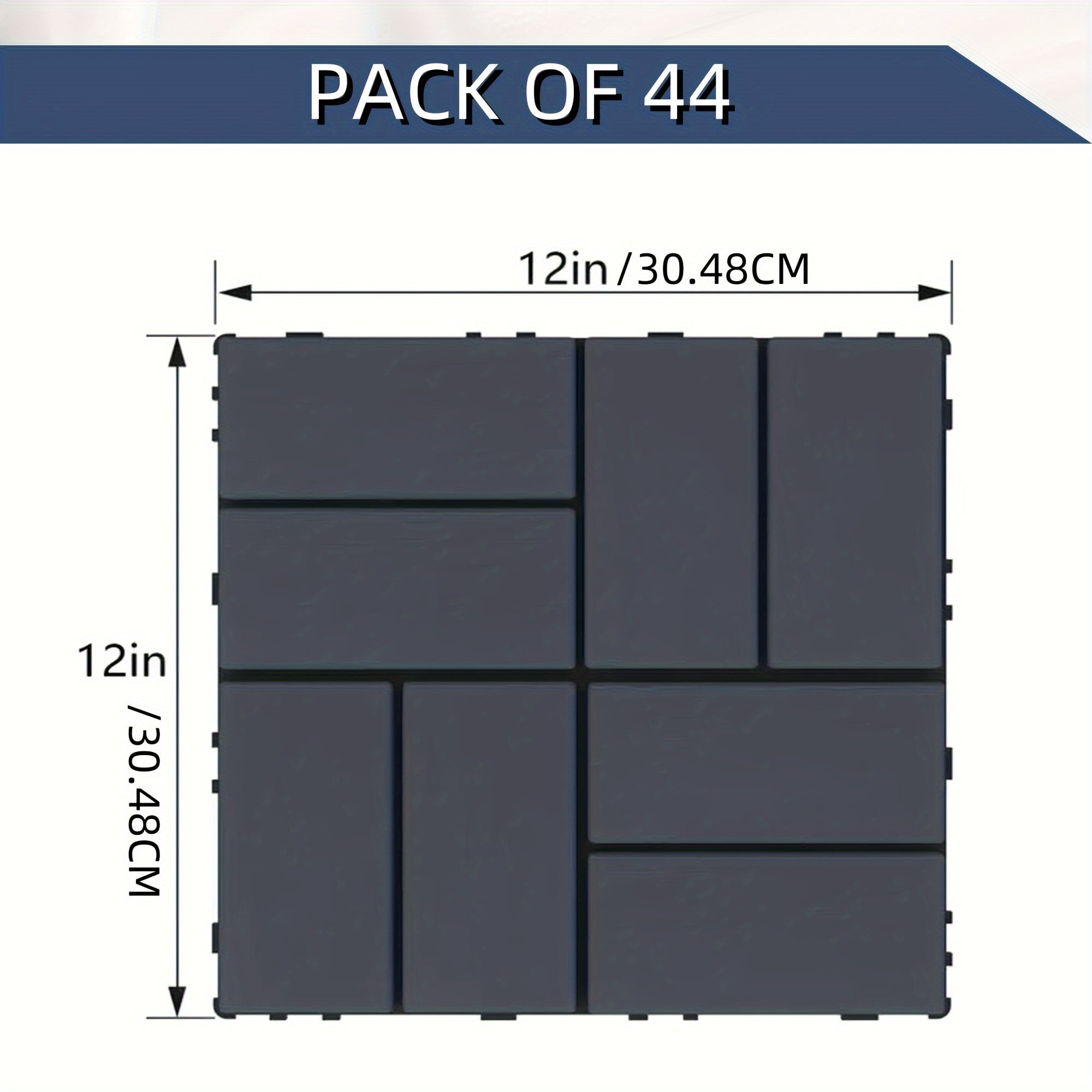 Plastic Interlocking Deck Tiles, 44-Pack 12"x12" Square, Waterproof ...
