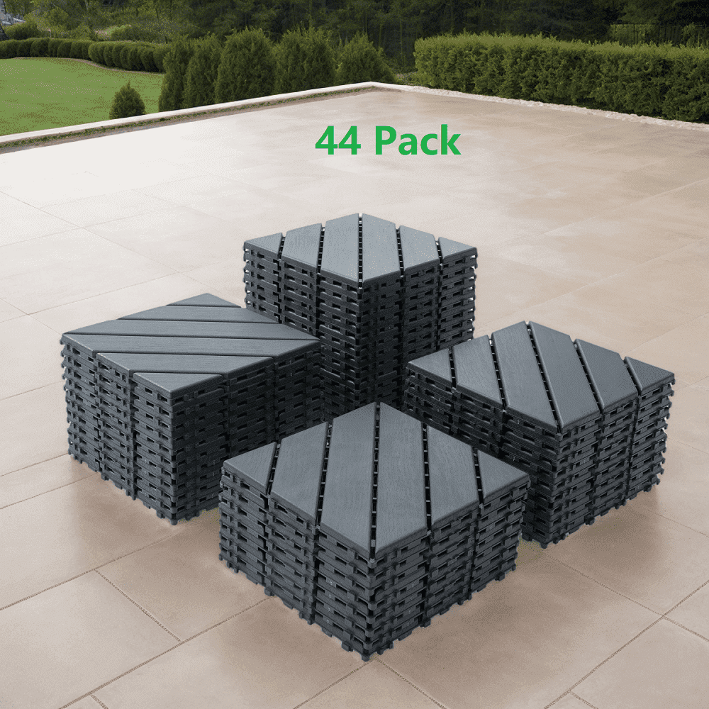 Plastic Interlocking Deck Tiles, 27 Pack/44 Pack Patio Deck Tiles, 12 ...