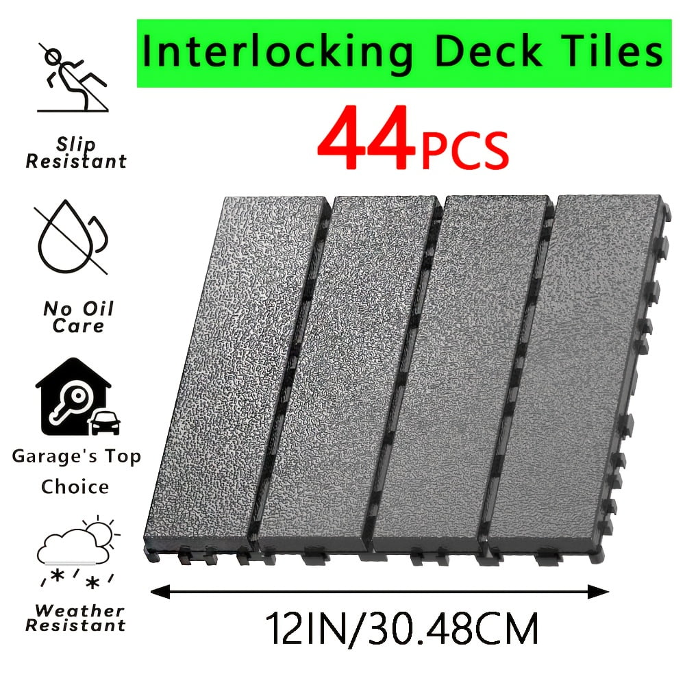 Plastic Interlocking Deck Tiles with Edge Strips, Patio Flooring for ...
