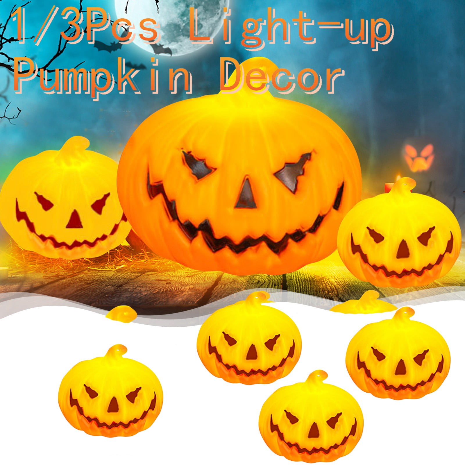 Plastic Jack O Lantern 1 PCS, Pumpkins Halloween Light up Pumpkin ...