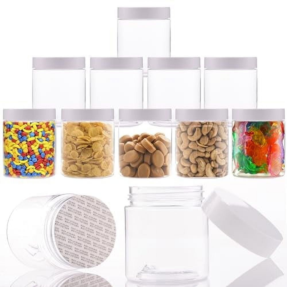 Plastic Jars with Lids - 8 OZ Small Plastic Containers - 12 Pack ...