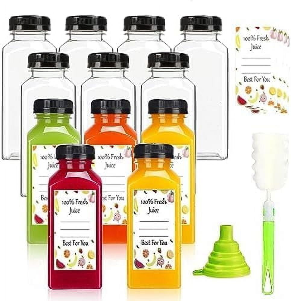 Plastic Juice Bottles with Caps 12 pcs, 8oz Reusable Juice Containers ...