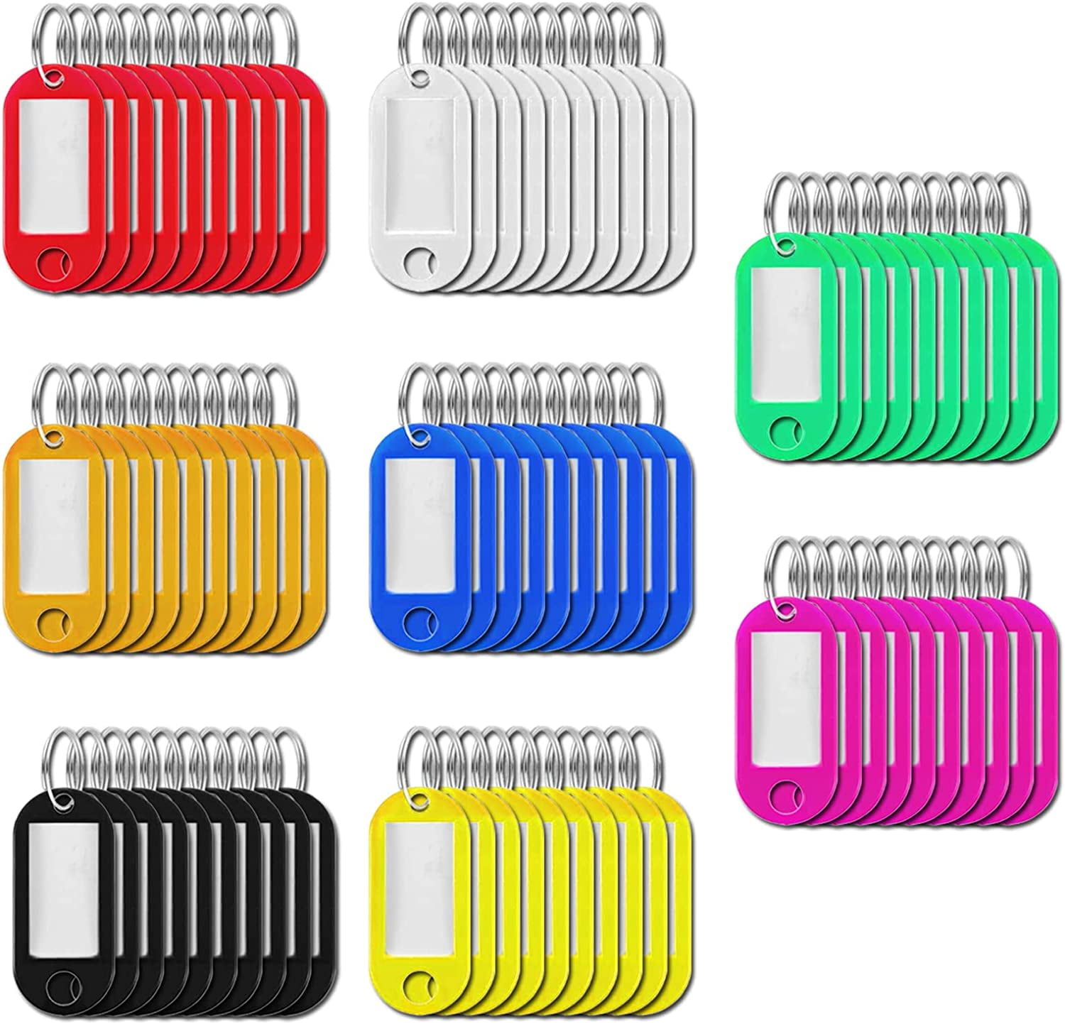 Plastic Key Tags with Split Ring Label Window 80Pcs Key Labels with ...