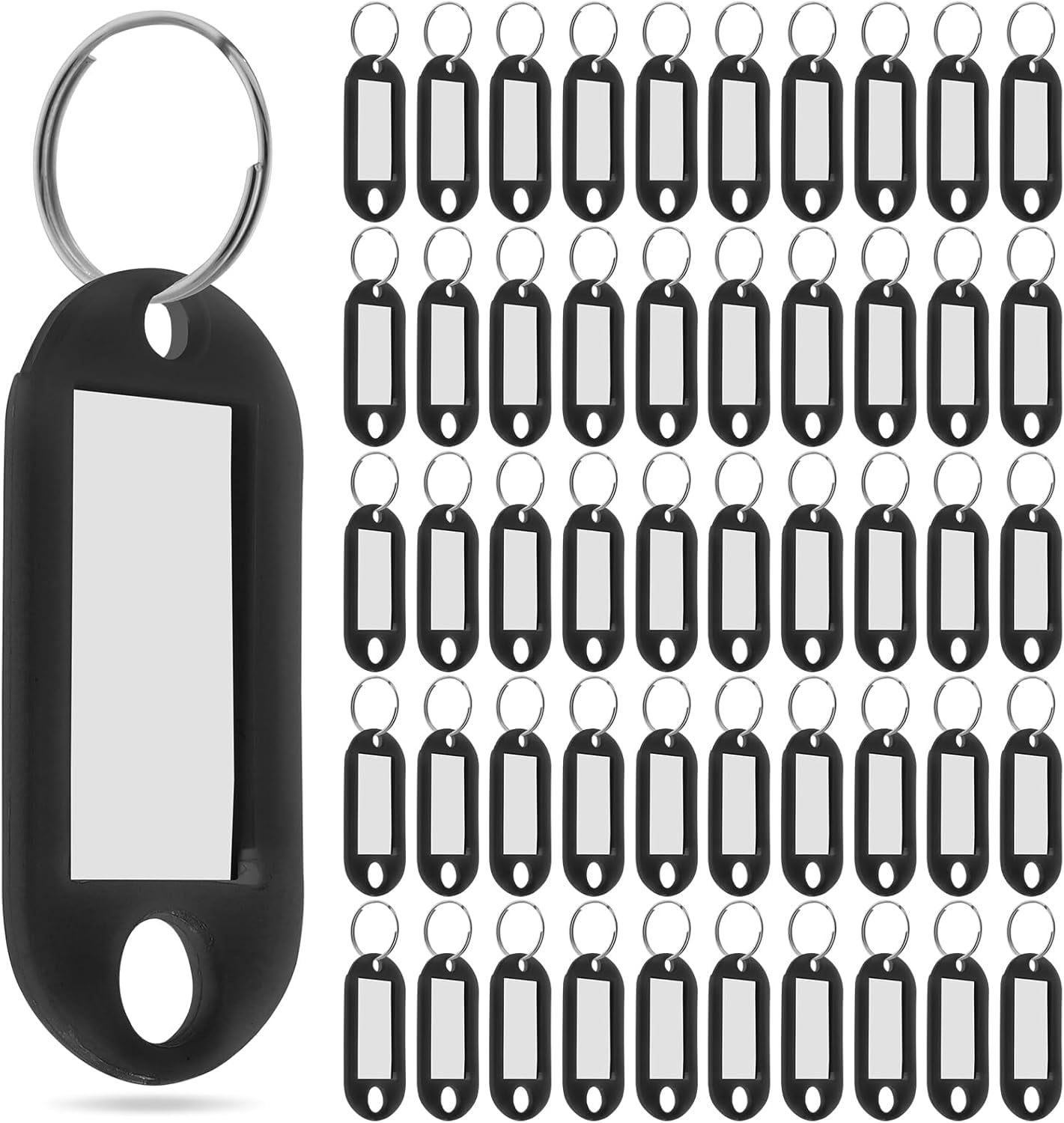 Plastic Key Tags with Label Window Key Ring Tags for ID Name Keychain ...