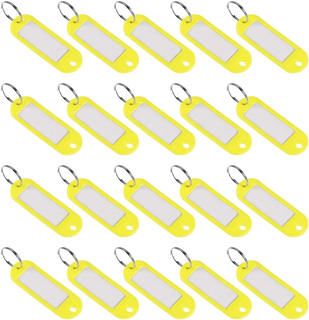 Plastic Key Tags with Split Ring Keychain ID Luggage Label Window ...
