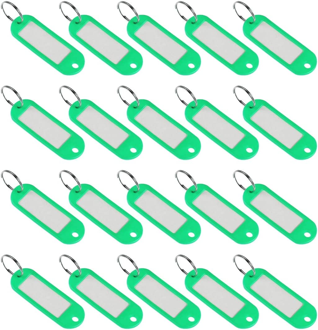 Plastic Key Tags with Split Ring Keychain ID Luggage Label Window ...