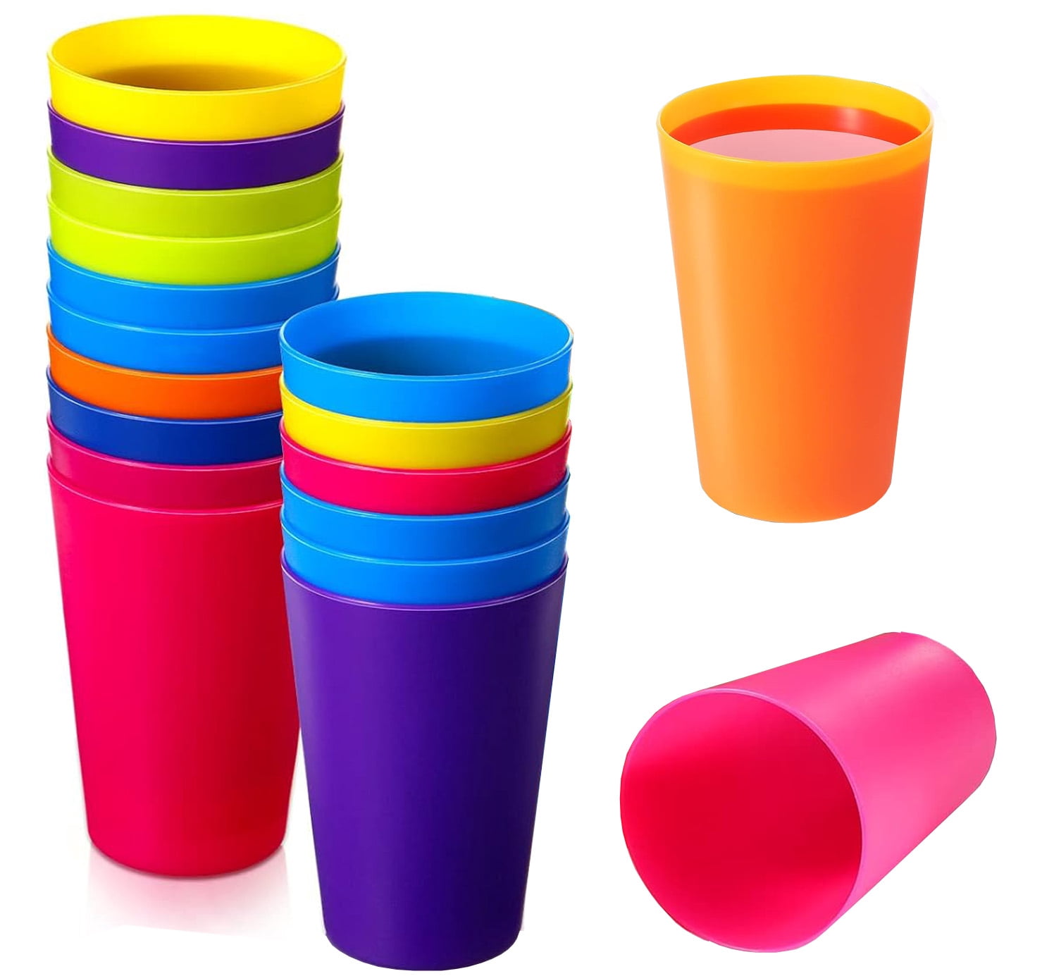 Plastic Kid Cup,Unbreakable Plastic Stackable Juice Tumblers Set of 12 ...