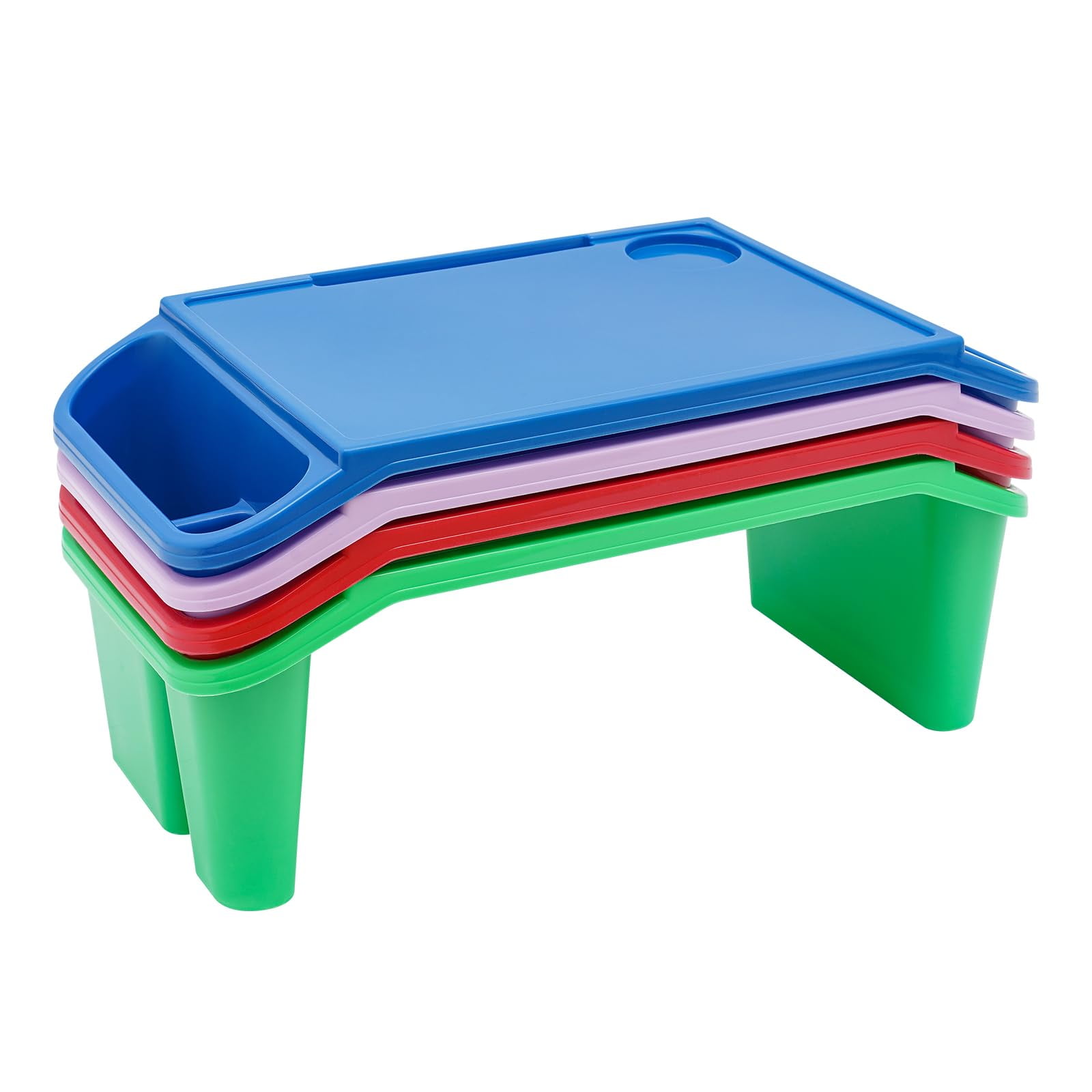 Plastic Kids Activity Lap Desk 4Pcs, Portable Laptop Table with Side ...