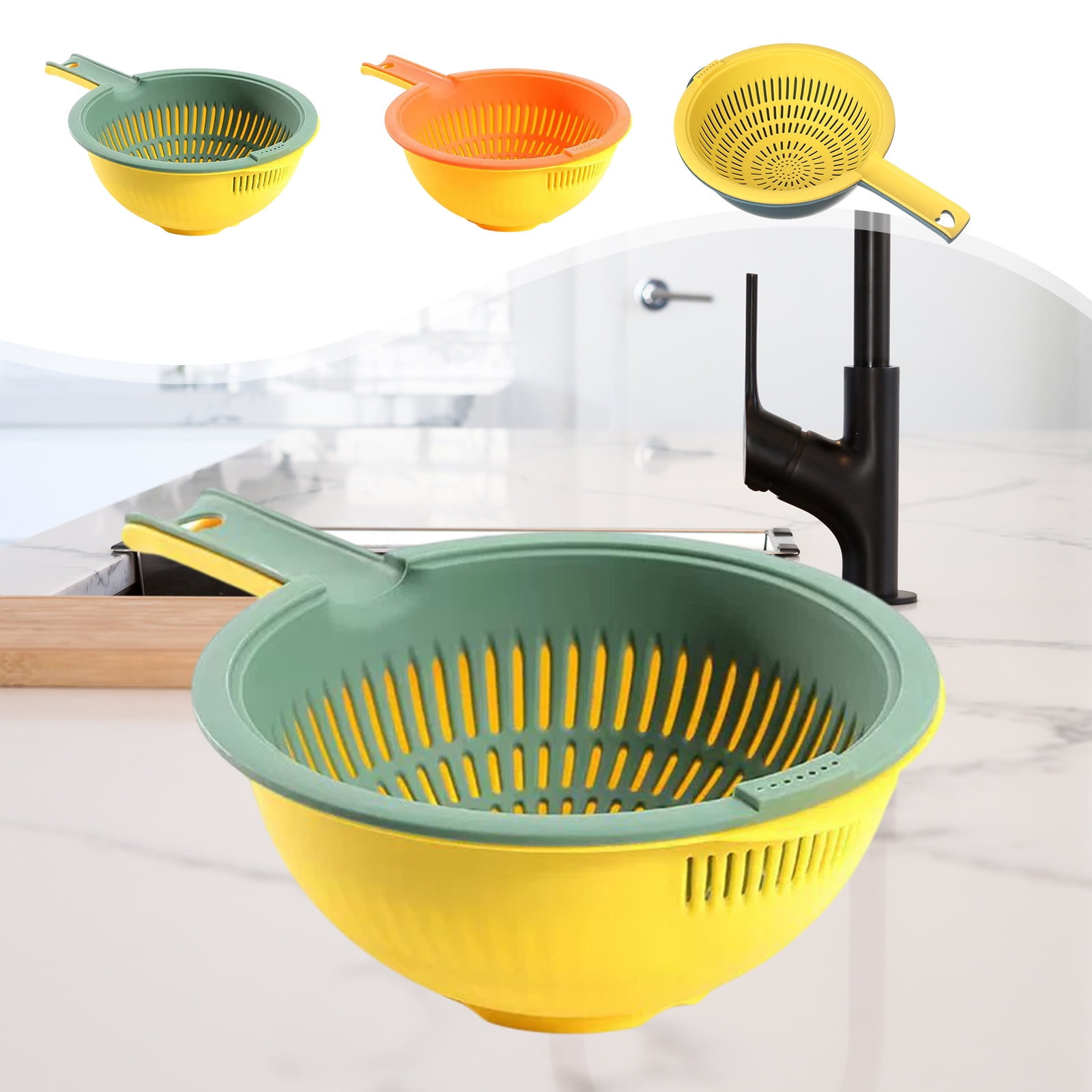 Plastic Kitchen Drain Basket,Large Double Drainage Filter,Food Grade ...