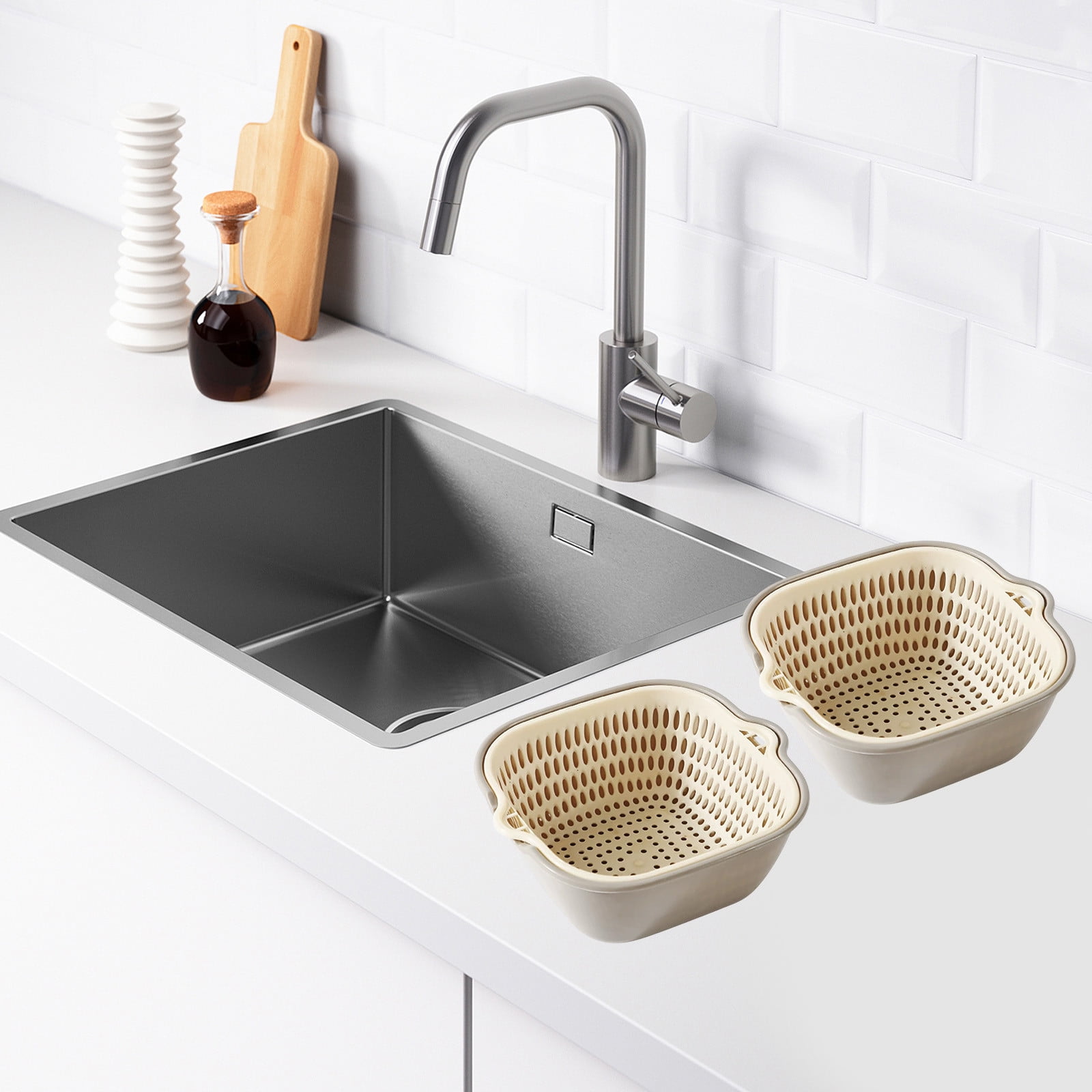 Plastic Kitchen Drain Basket,Large Double Drainage Filter,Food Grade ...