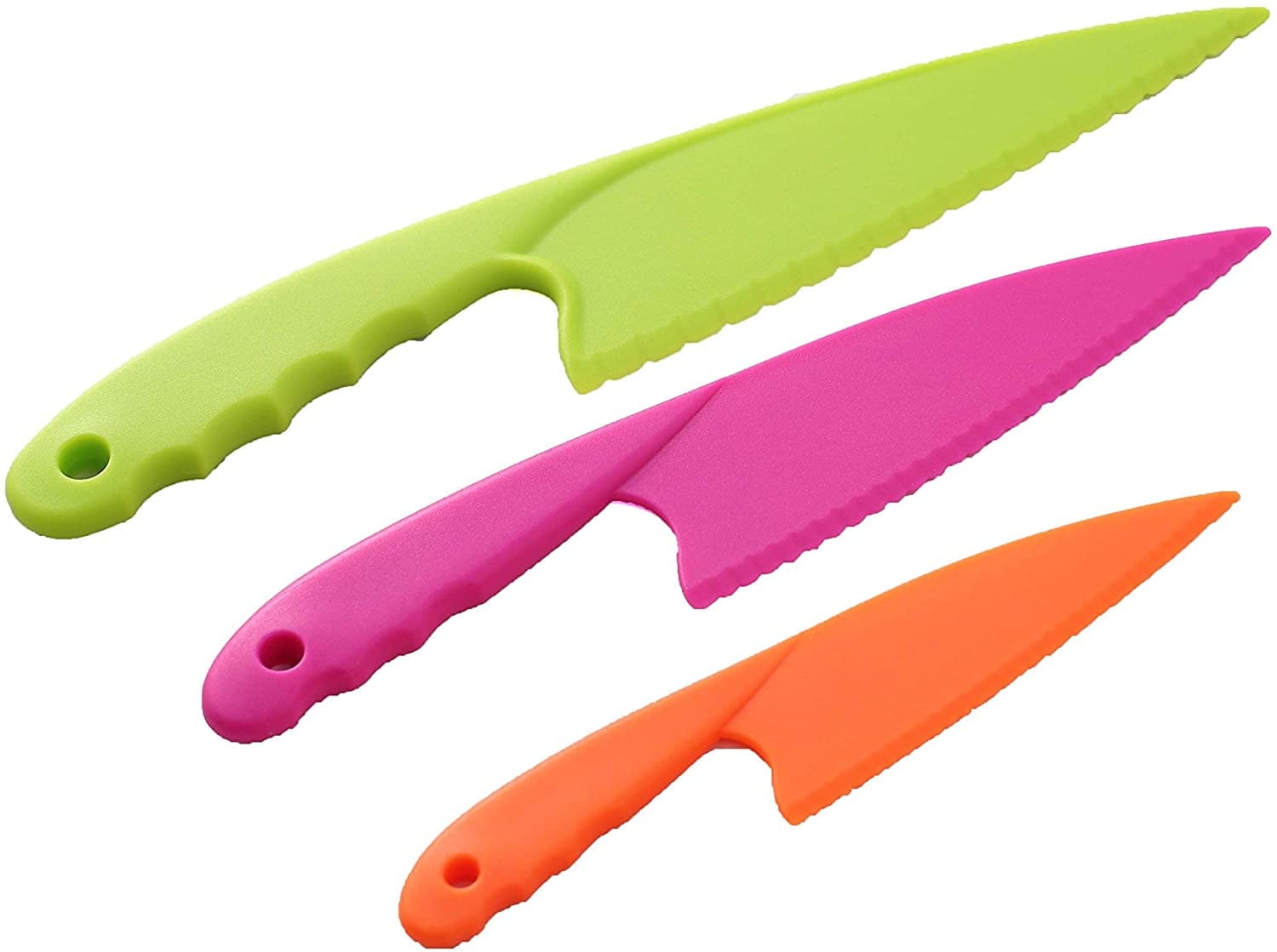 Plastic Kitchen Knife Set 3 Pieces 3 Colours for Kids, Safe Nylon ...