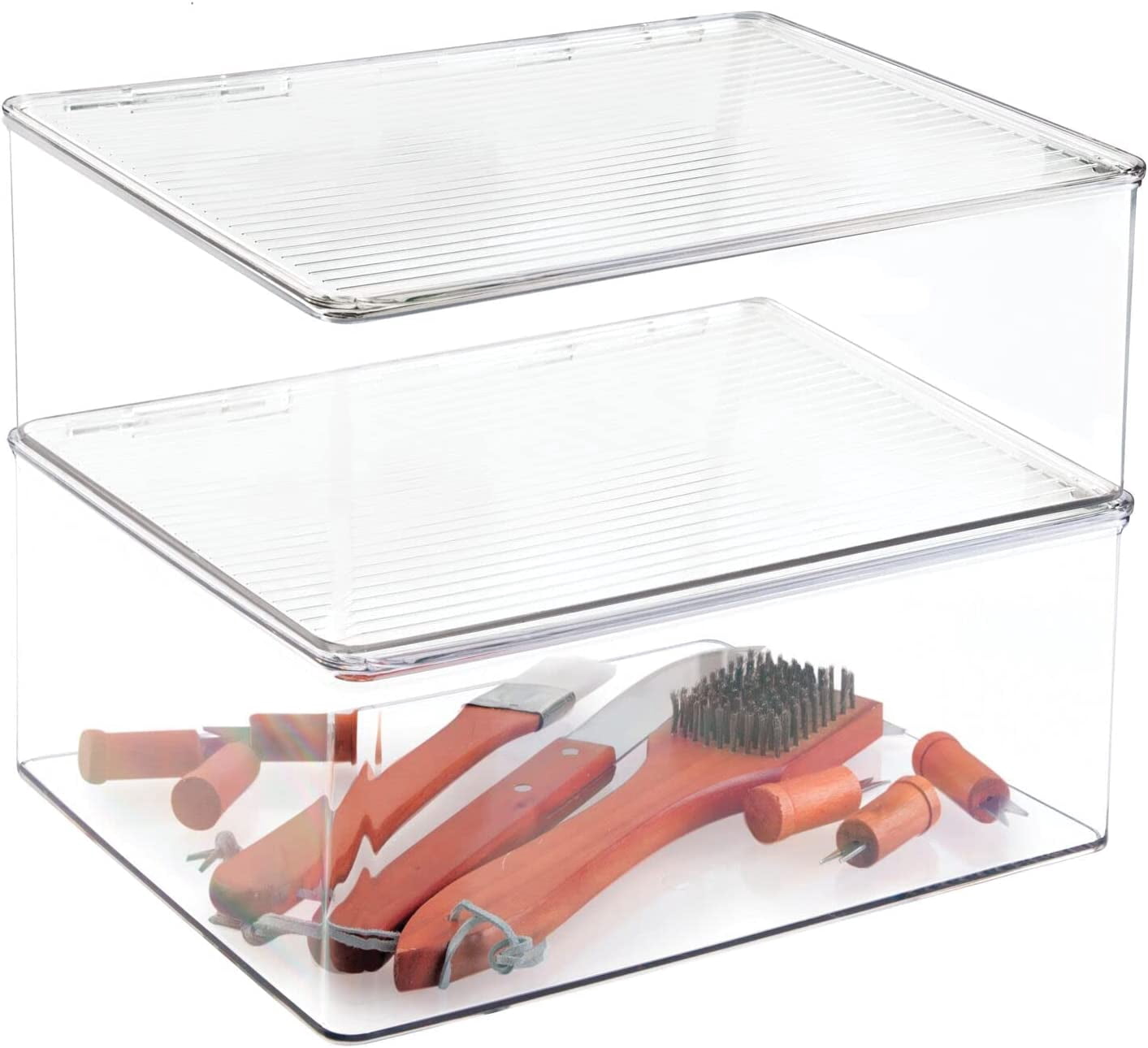 Plastic Kitchen Pantry and Fridge Storage Organizer Box Containers with ...