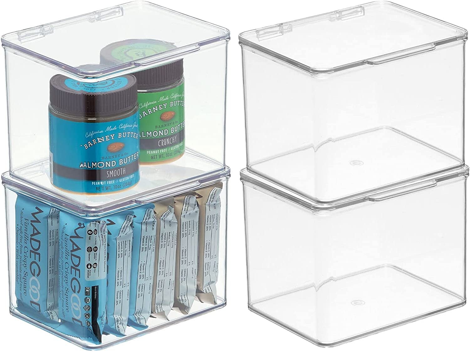 Plastic Kitchen Pantry and Fridge Storage Organizer Box Containers w ...