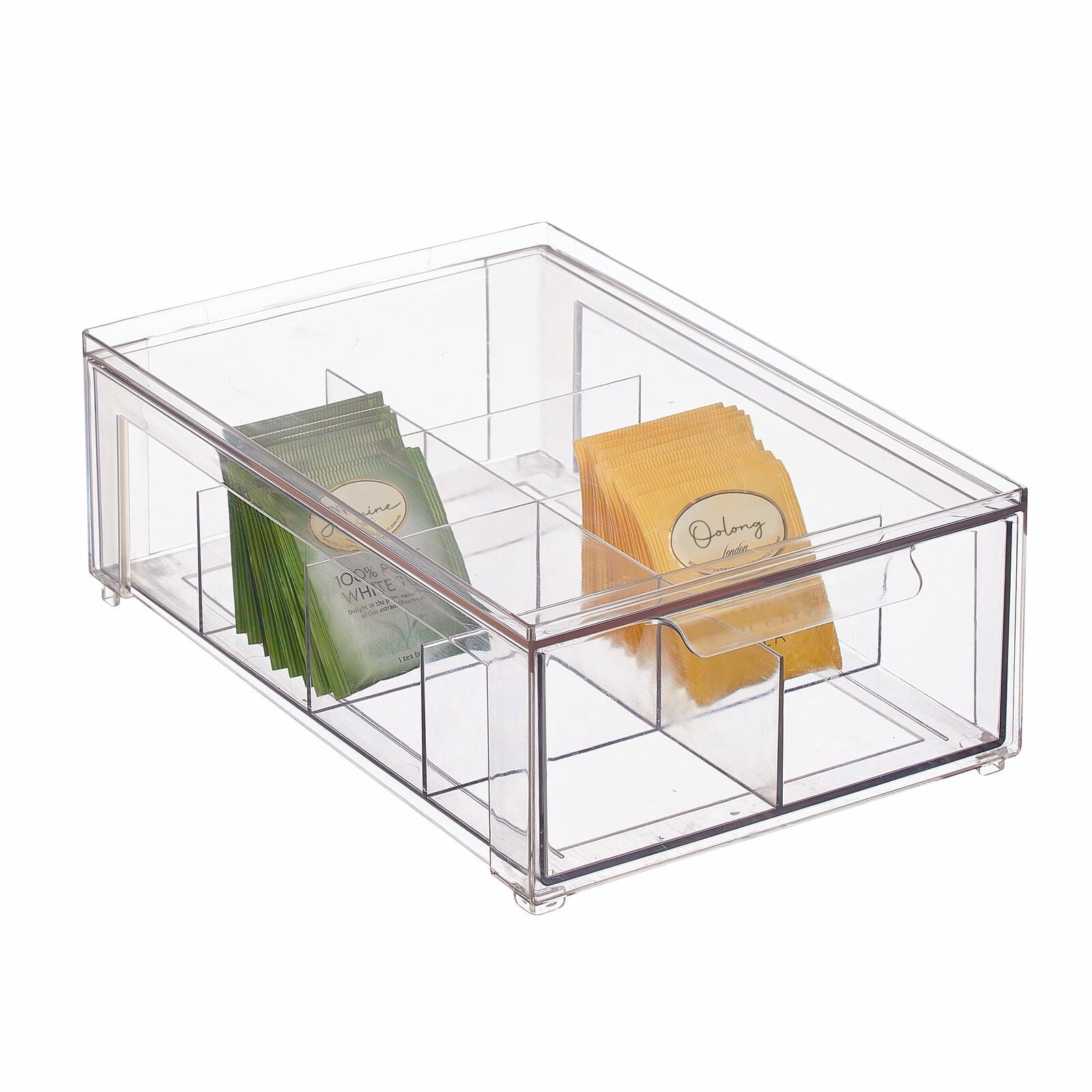 Plastic Kitchen/Pantry Stackable Organizer with Divided Drawer - Clear ...