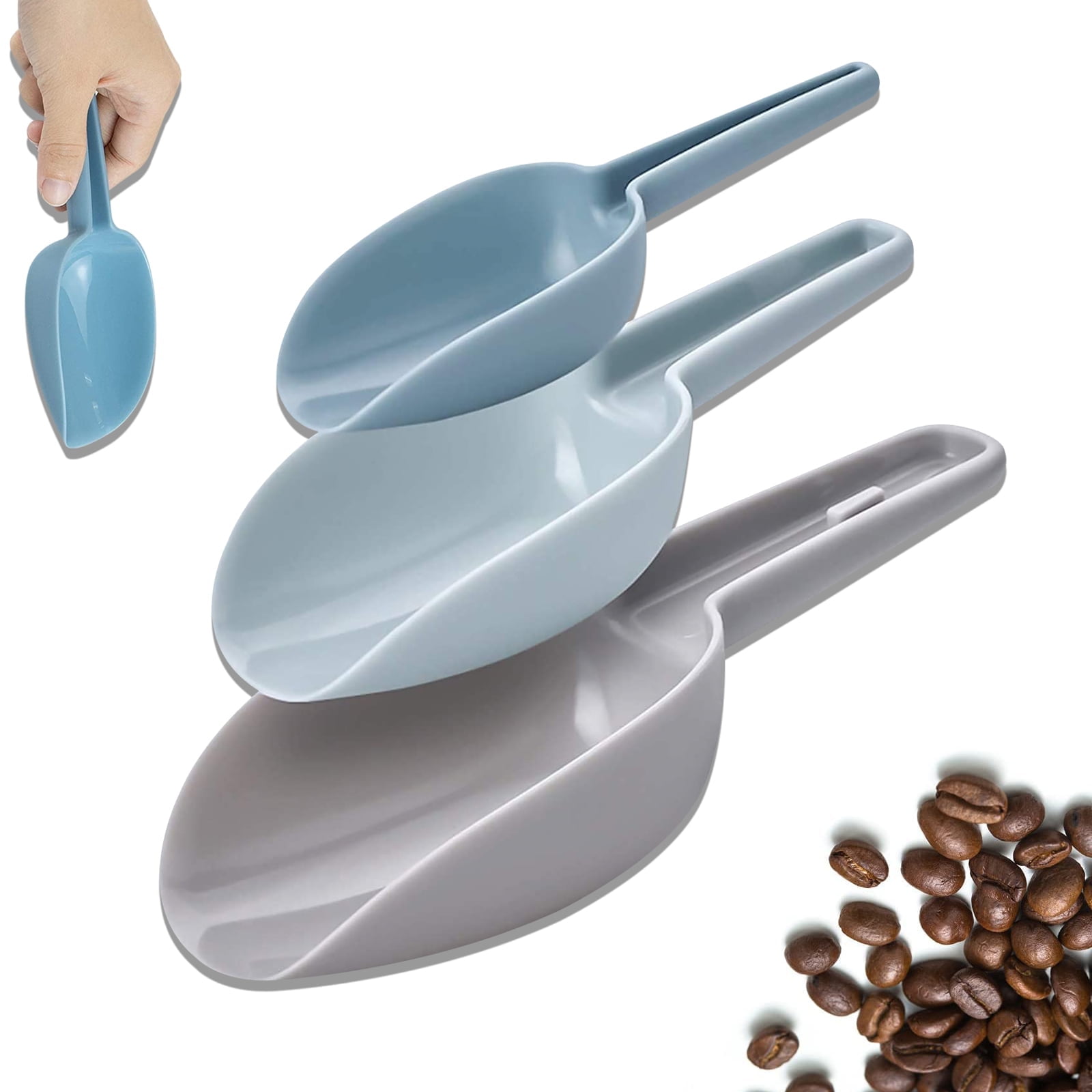 Plastic Kitchen Scoops for Canisters (Set of 3), Ice Scooper for Flour ...