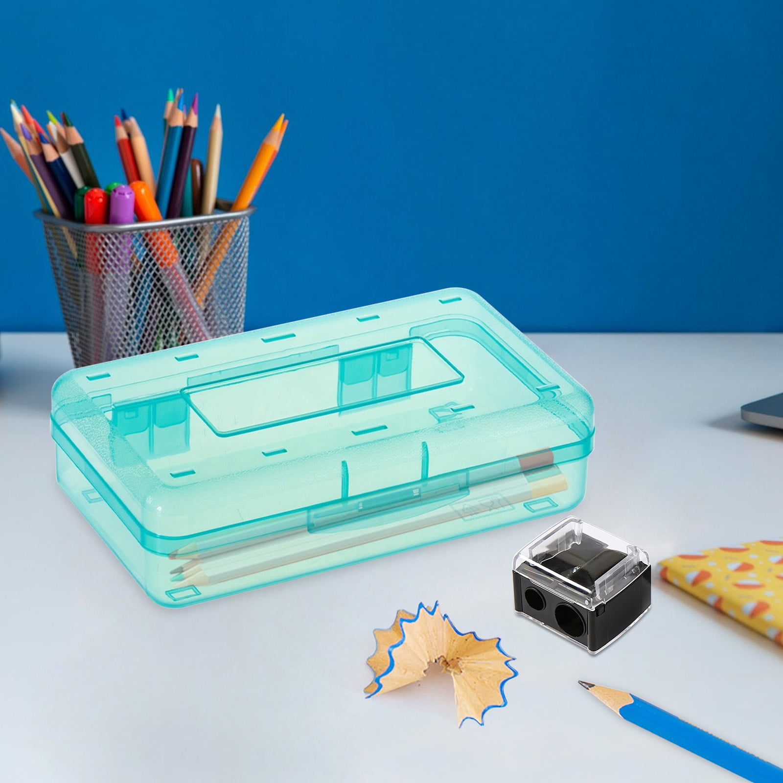 Plastic Large Capacity Pencil Box Organizer | Transparent Stackable ...