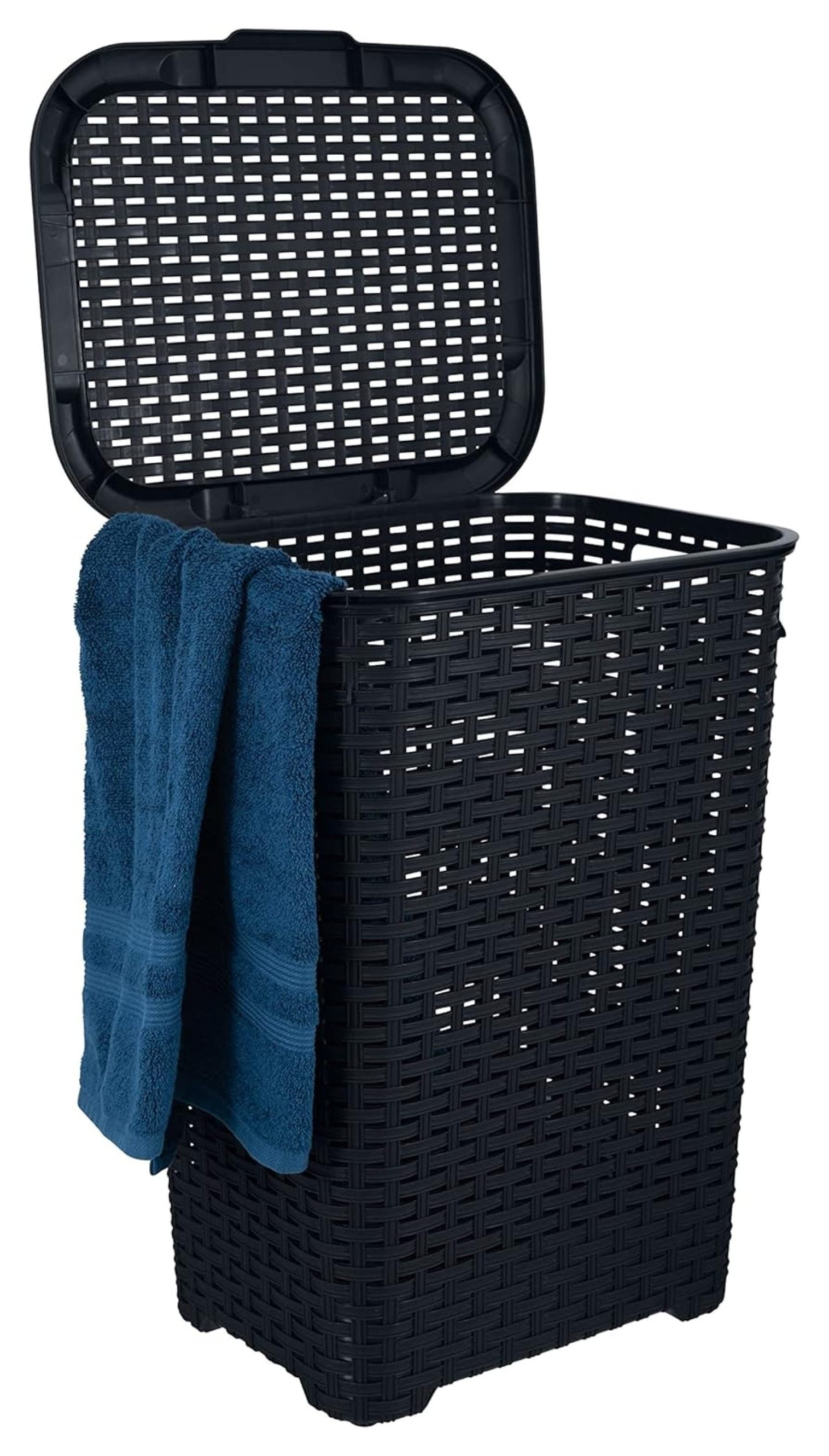 Plastic Laundry Hamper with Lid Laundry Hamper Basket, Black Tall ...