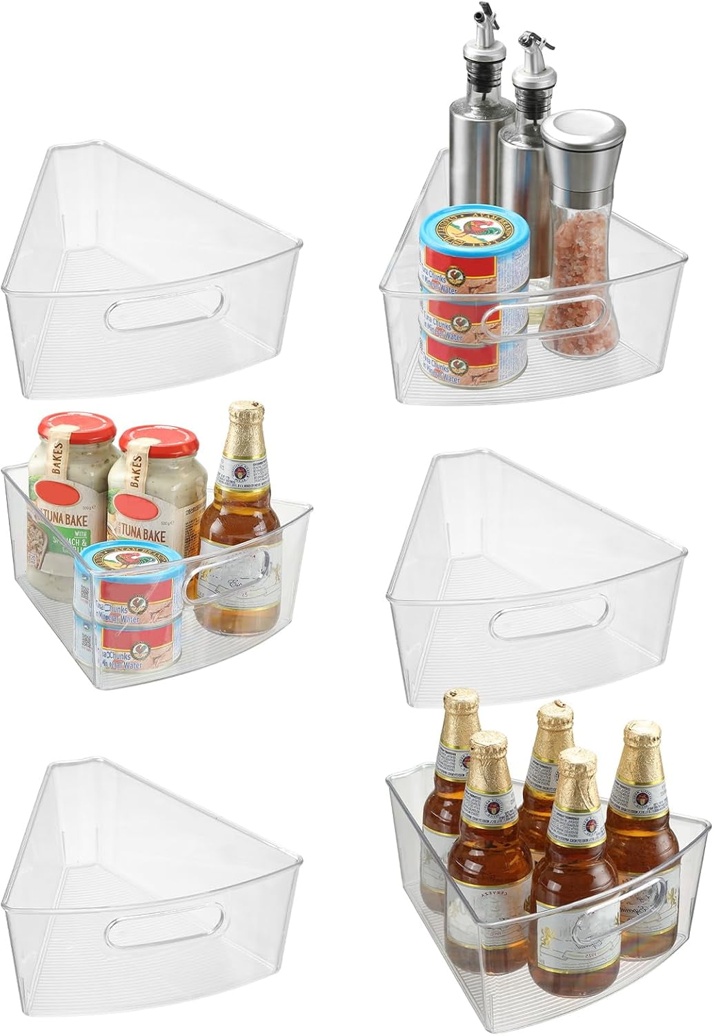 Plastic Lazy Susan Wedge Storage Bin 6 Pack Storage Containers with ...