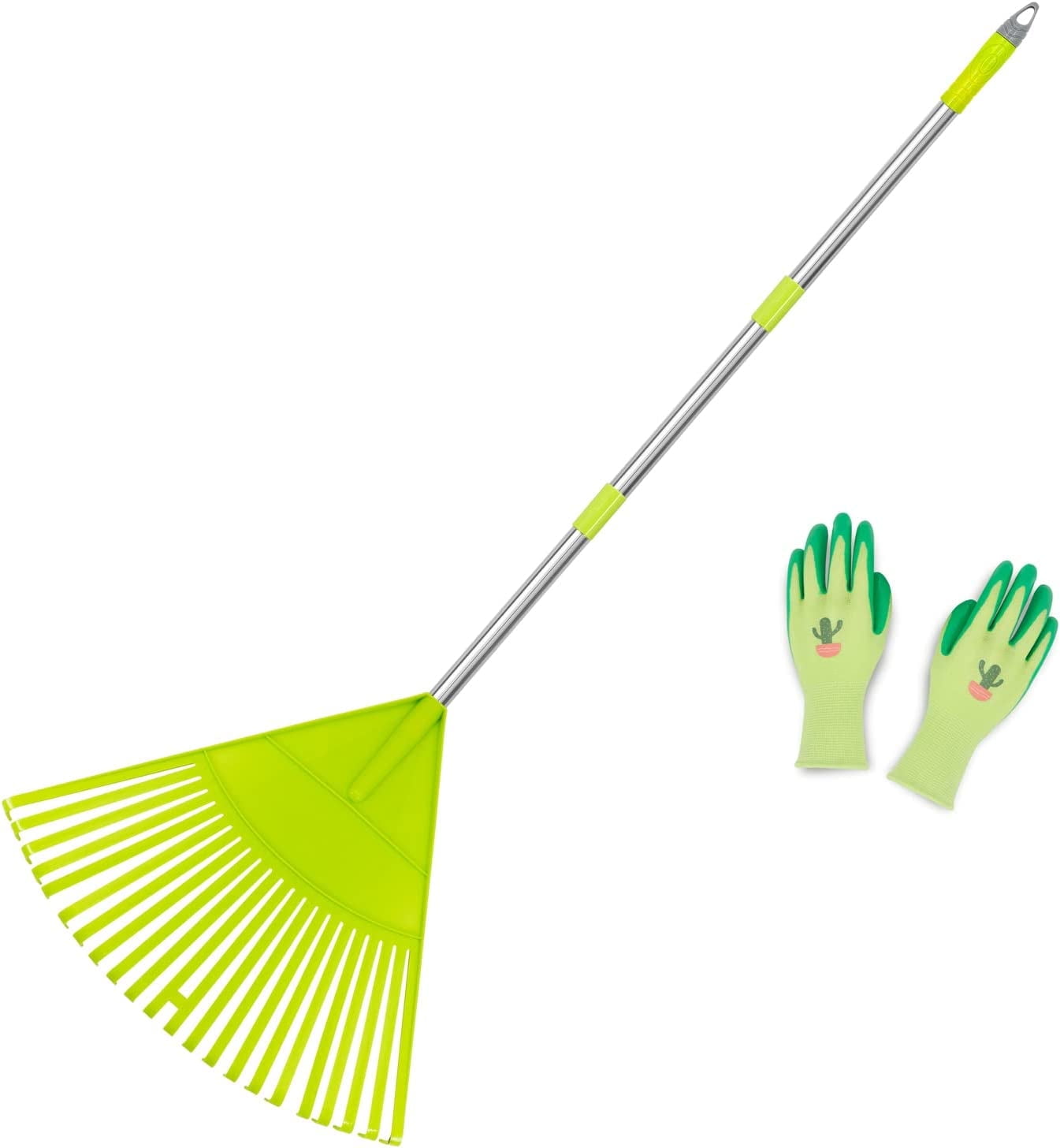 Lightweight Adjustable Yard Leaf Rake Set with Durable Plastic Head ...