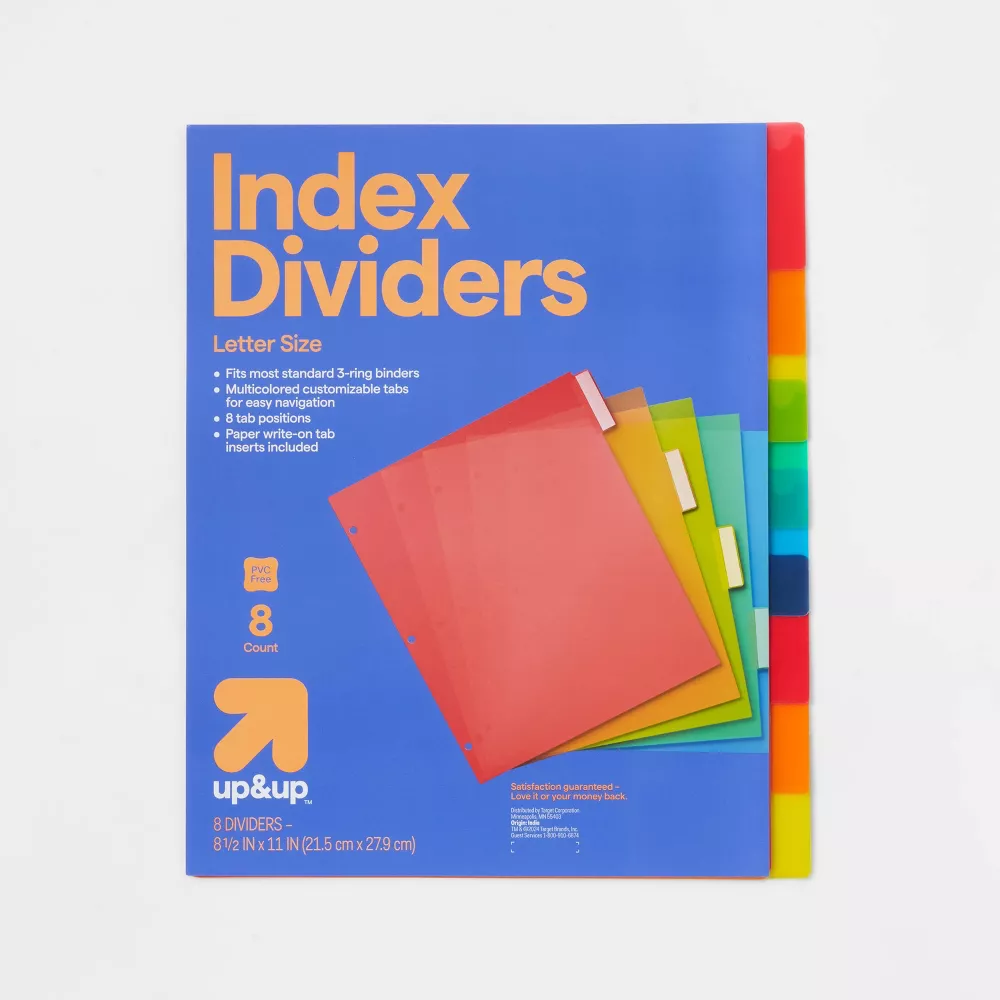 Plastic Letter Index Dividers 8 tab - Walmart.com