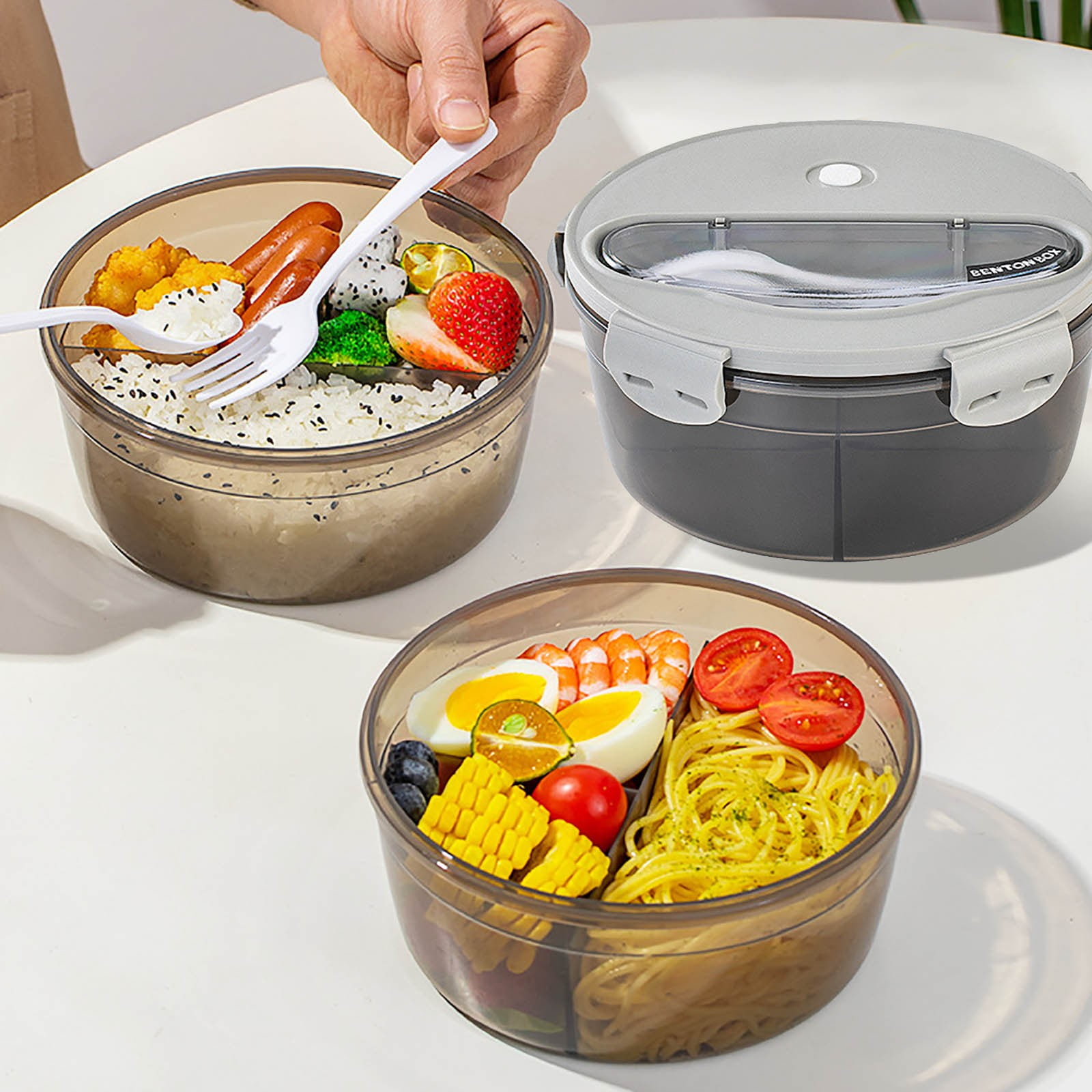 Plastic Lunch Box, Portable Lunch Box Leakproof Salad Lunch Container ...