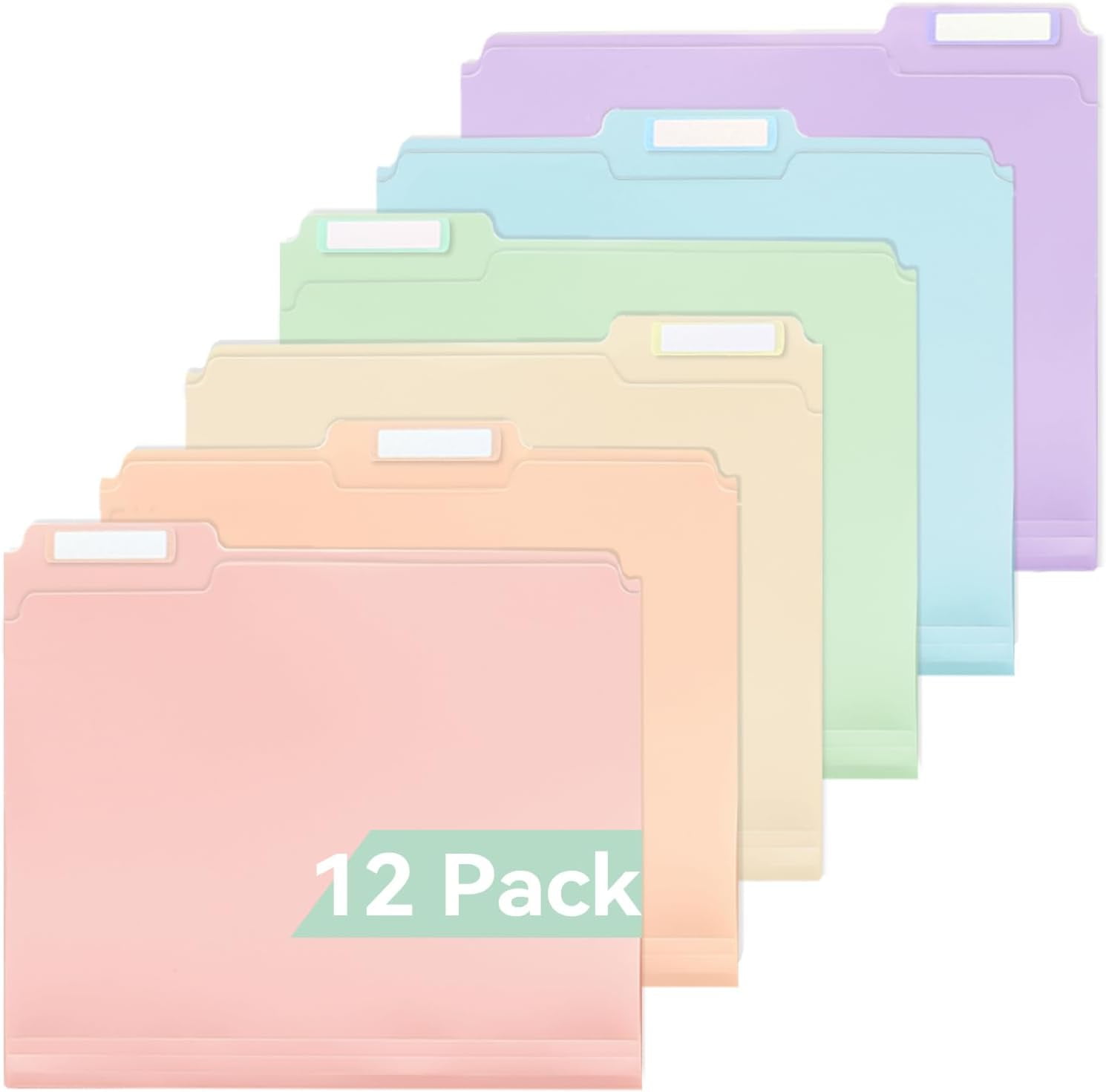 Plastic Manila Folders 8.5 x 11, 12 Pack, Poly Pastel File Folders, 1/3 ...