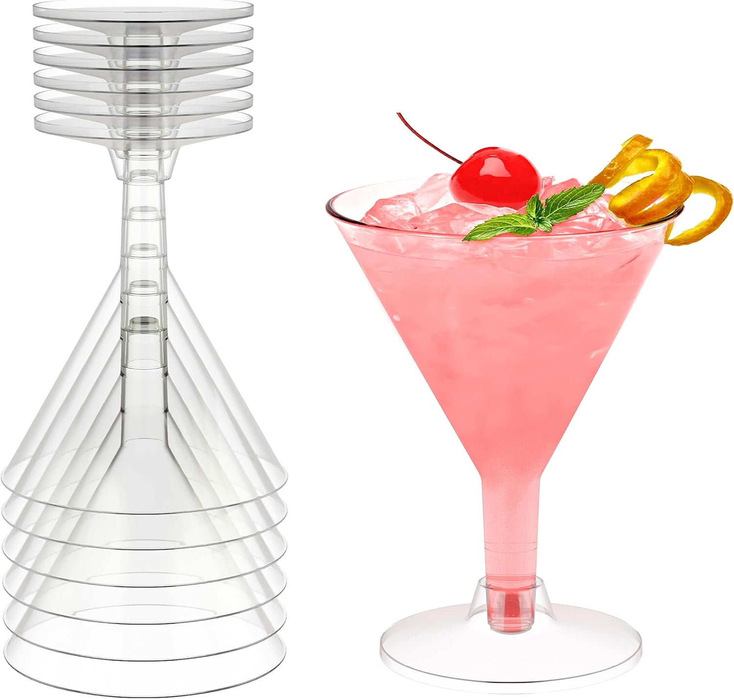 Plastic Martini Glasses - 60 Pack 5 Oz. - Disposable Martini Glasses ...