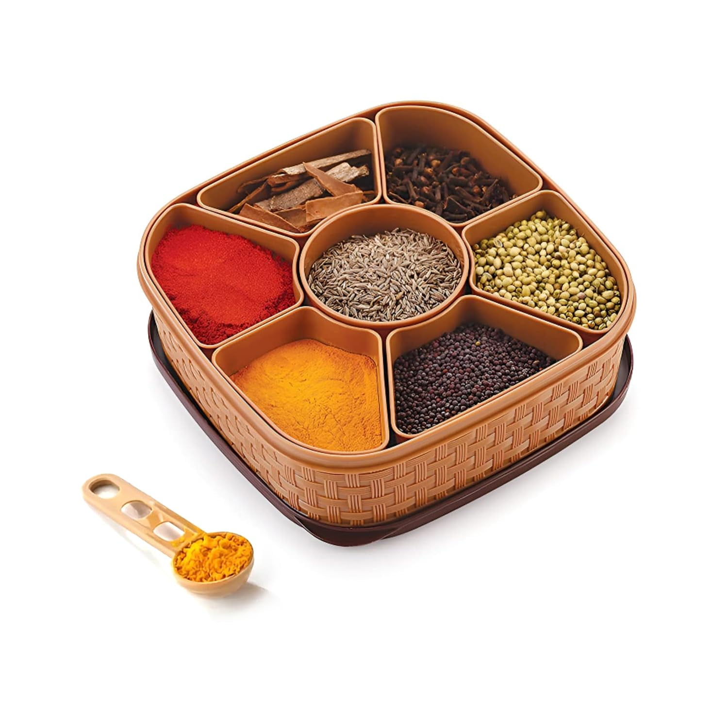 Plastic Masala Box Wooden Style Spices Containers For Keeping Spices ...