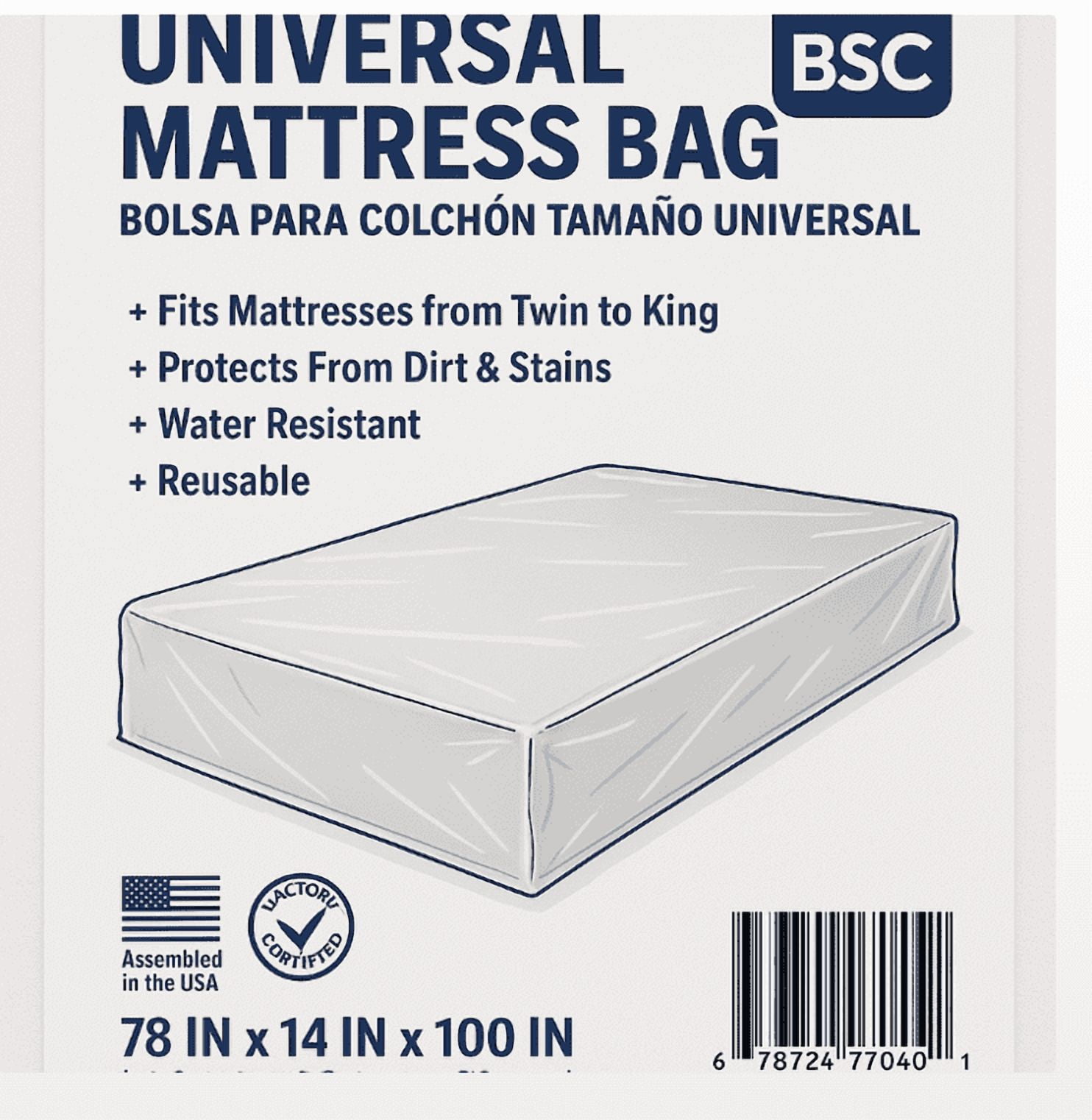 Bsc Preffered Plastic Mattress Bags for Moving, Queen/King Size ...