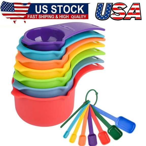Farberware Color 9-Piece Plastic Measuring Cups and Spoons Set ...