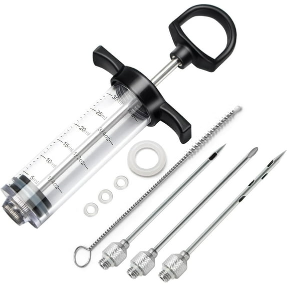 Plastic Meat Injector Kit for Smoker – 3 Flavor Syringe Needles, 1-OZ ...