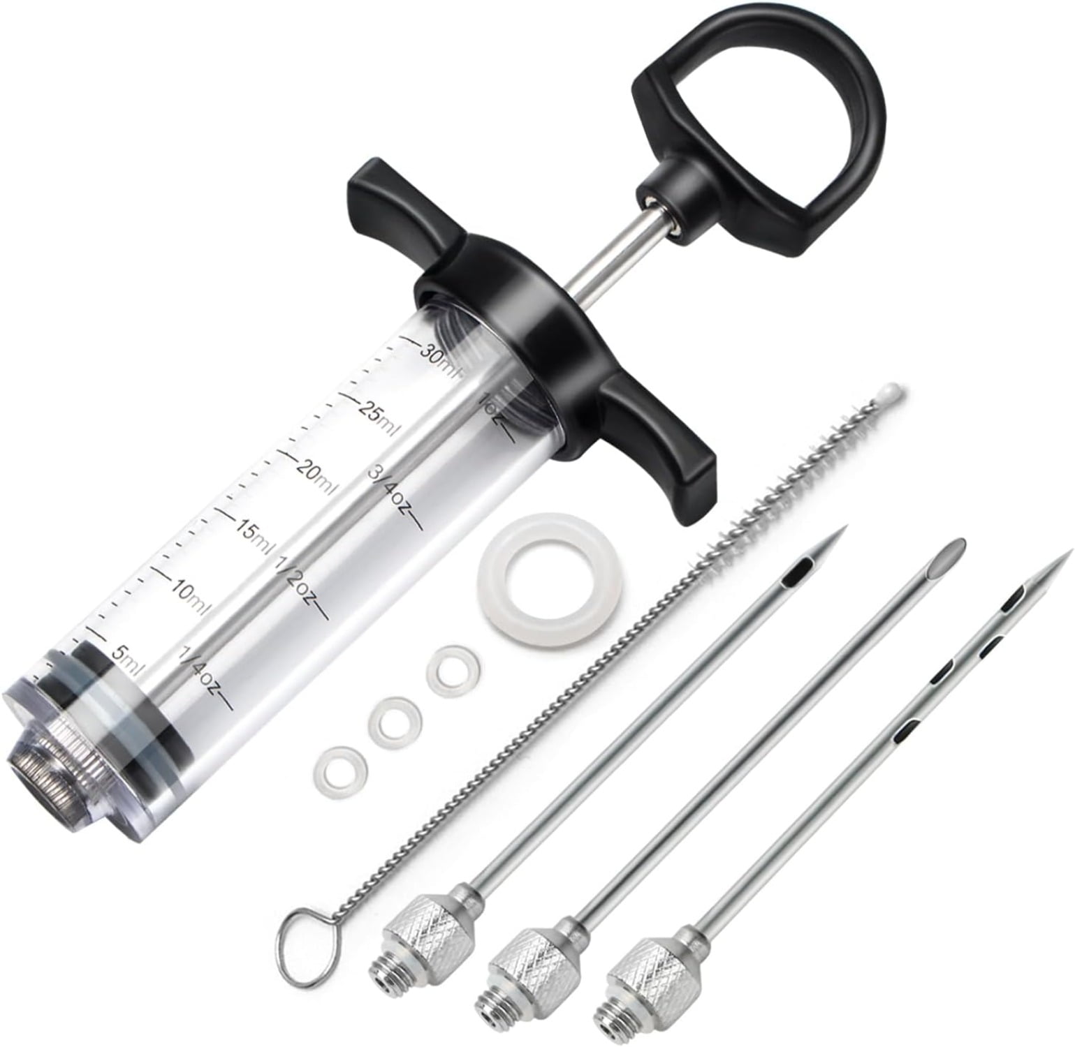 Plastic Meat Injector Kit for Smoker with 3 Flavor Food Syringe Needles ...
