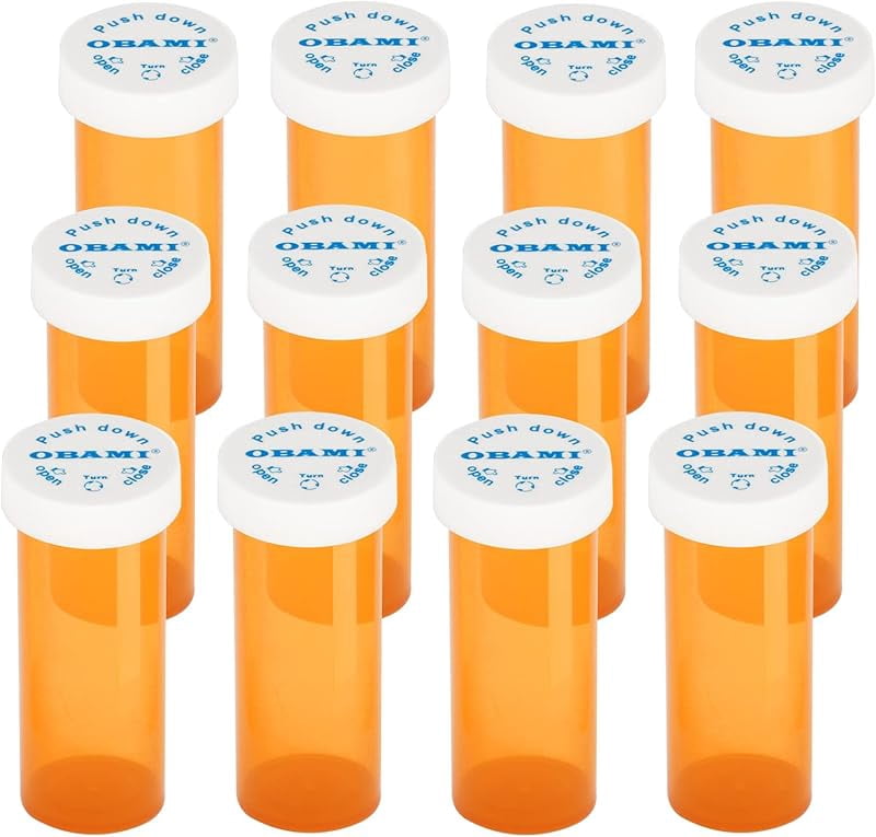 Plastic Medicine Pill Bottles with Child Resistant Caps - Push Down and ...