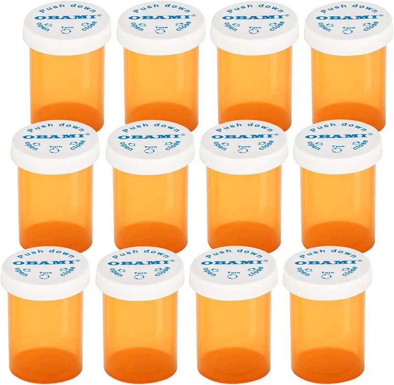 Plastic Medicine Pill Bottles with Child Resistant Caps - Push Down and ...