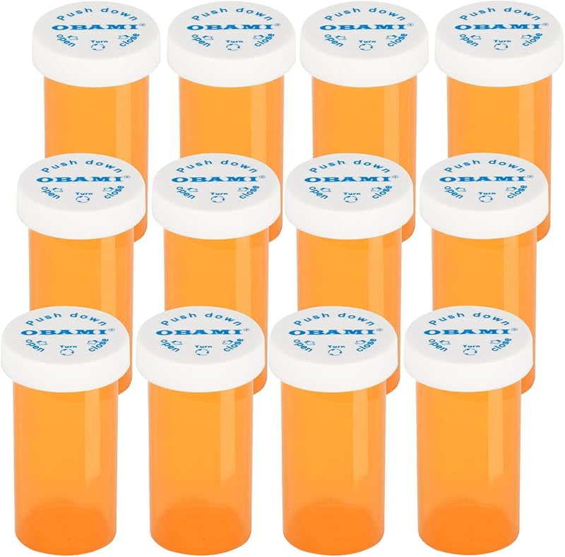 Plastic Medicine Pill Bottles with Child Resistant Caps - Push Down and ...