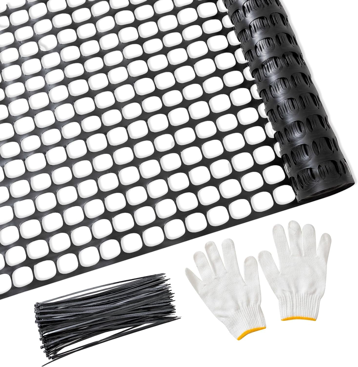 Plastic Mesh Fence Safety Fence, 4'x100' Roll with 100 Zip Ties ...