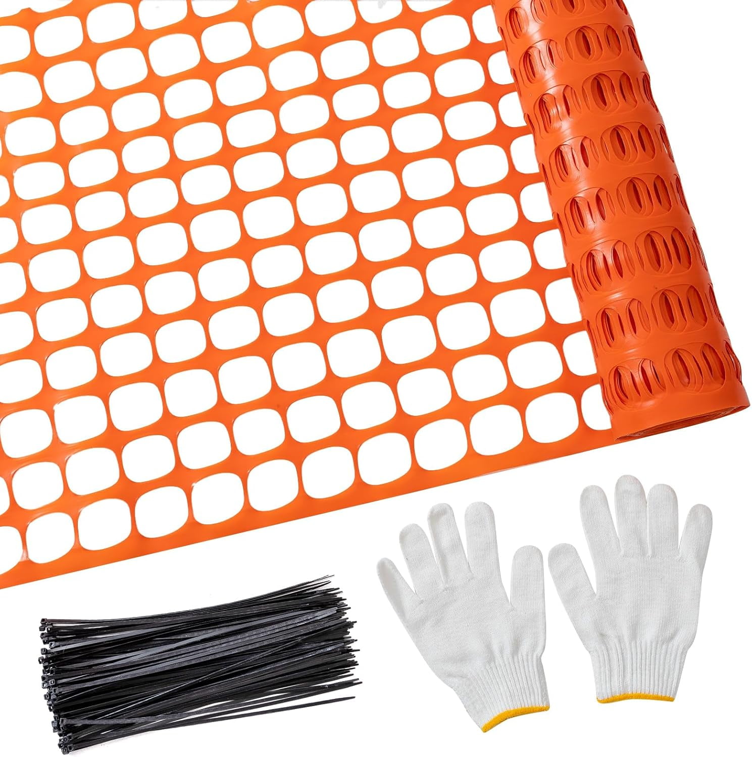 Plastic Mesh Fence Safety Fence, 4'x100' Roll with 100 Zip Ties ...