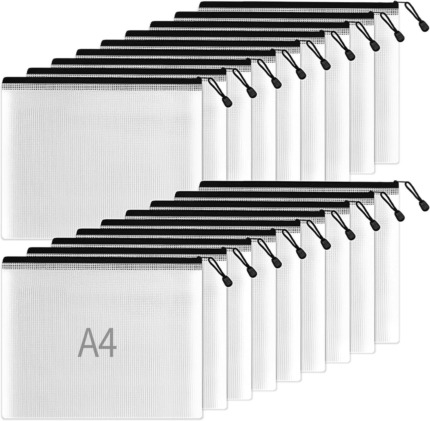 Plastic Mesh Zipper Bags 9x13 Inch (Black, 18 Pack), Extra Large ...