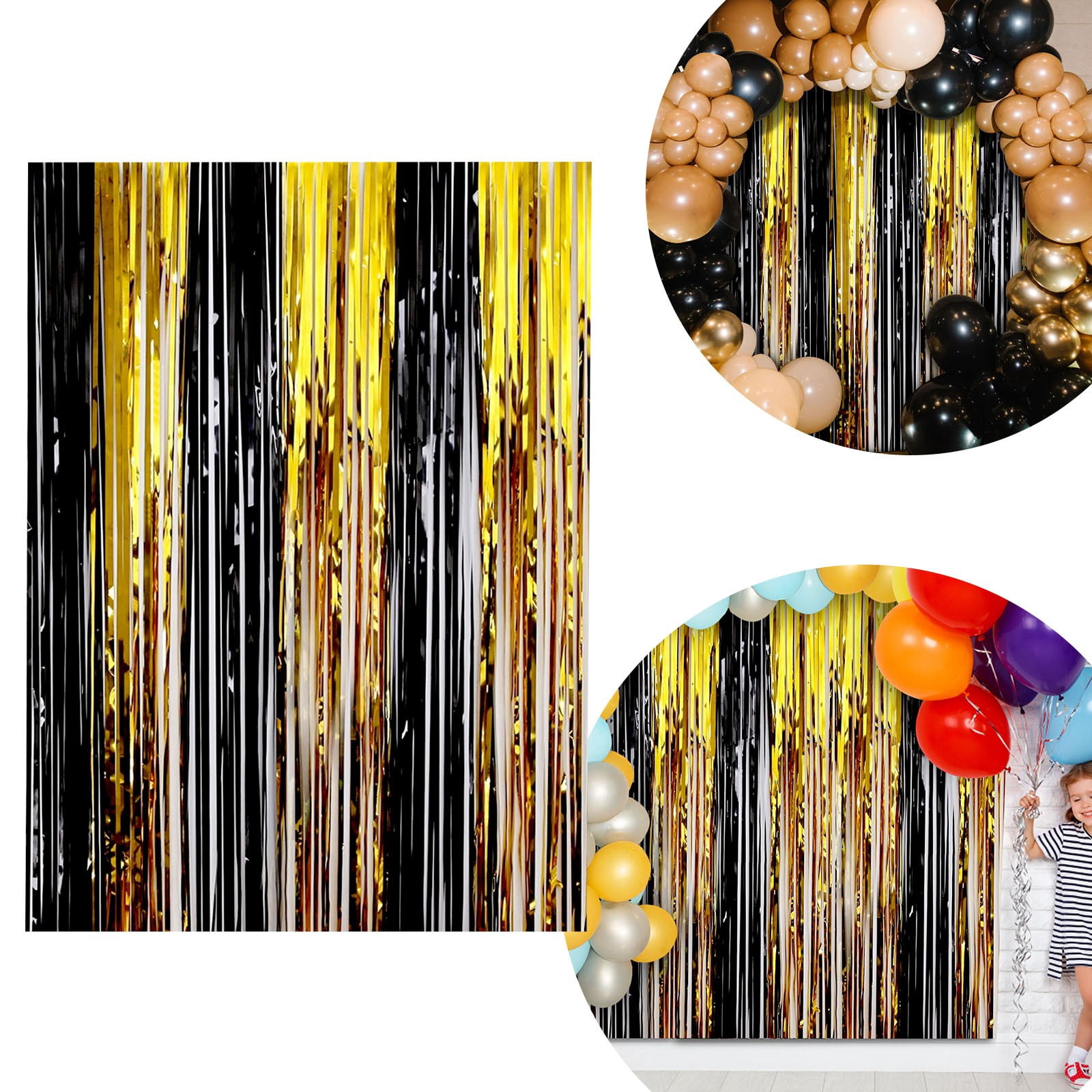 Metallic Tinsel Foil Fringe Curtains Photo Booth Props for Halloween ...