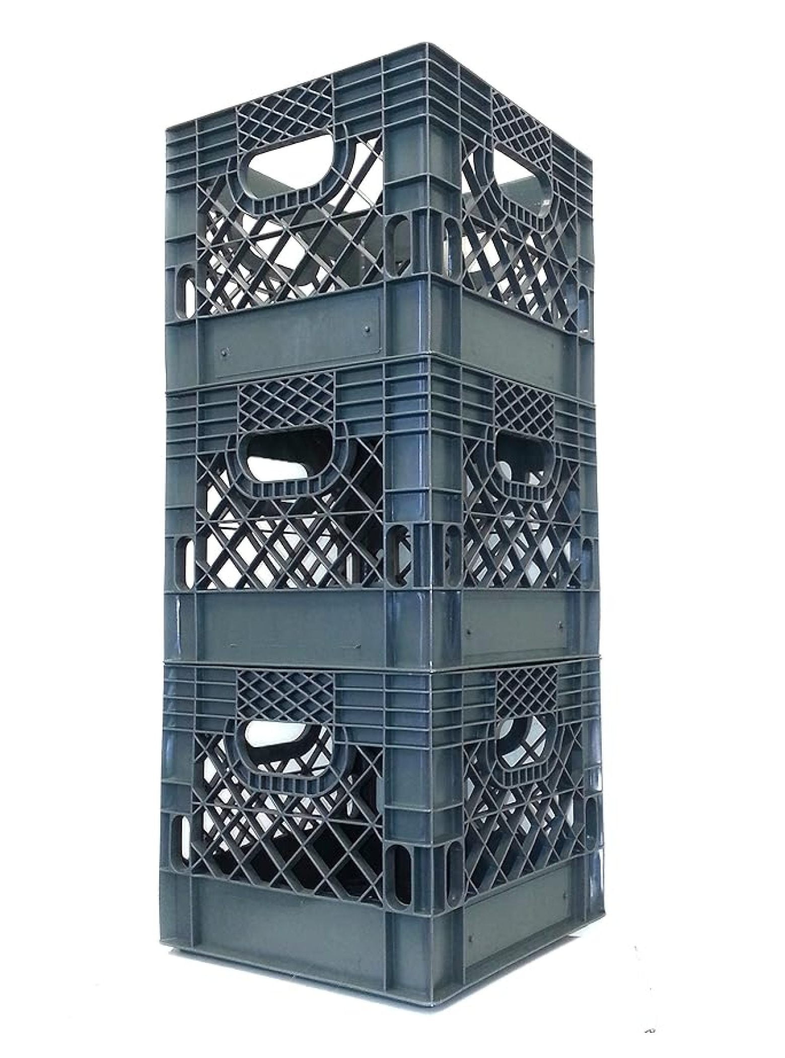 Plastic Milk Crates 3 Pack - 16 Quart Gray Dairy Crates - Stackable ...