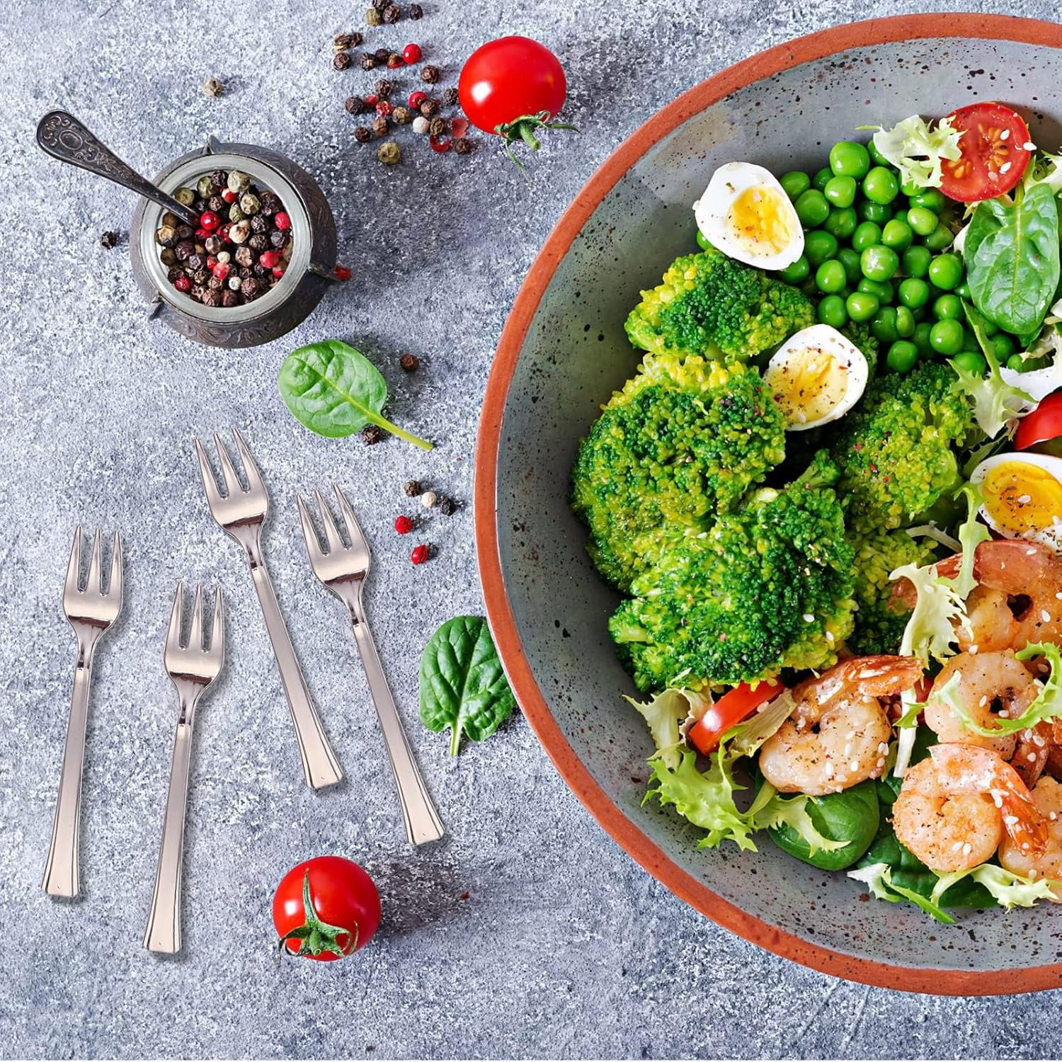 Plastic Mini Appetizer Forks Stainless Steel Finished Silver Disposable ...