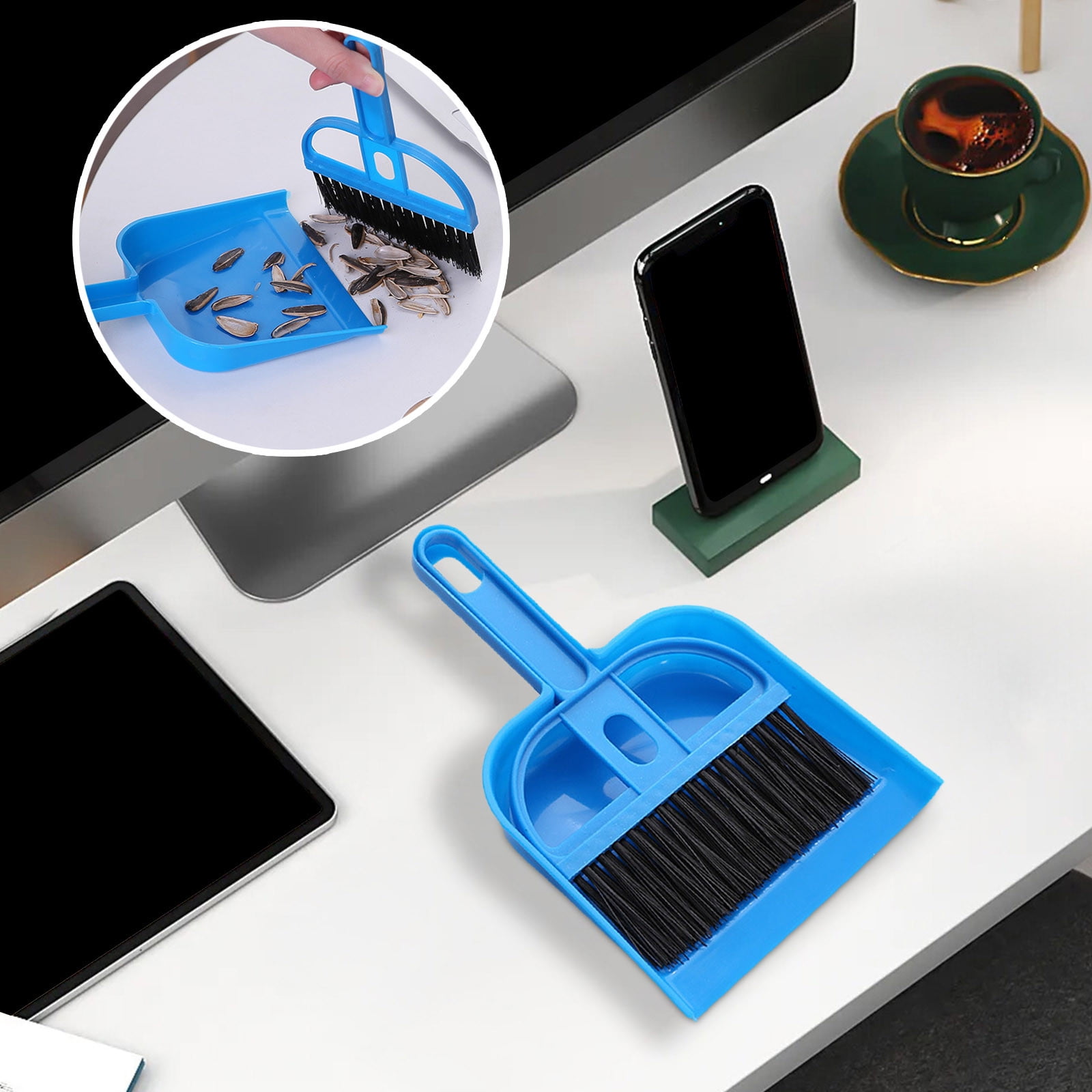 Plastic Mini Desktop Sweeping Brush & Dustpan Set | Compact Handheld ...