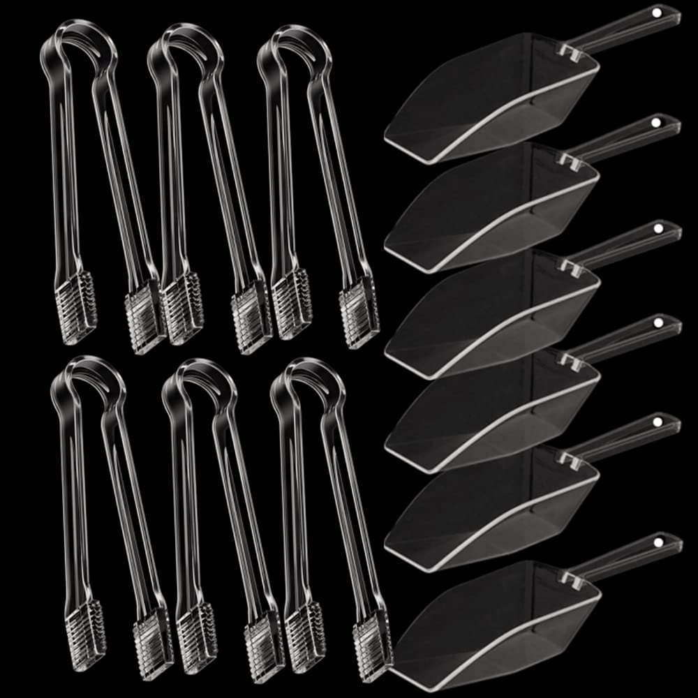 Plastic Mini Serving Utensil Tongs and Kitchen Scoops Set - Clear ...