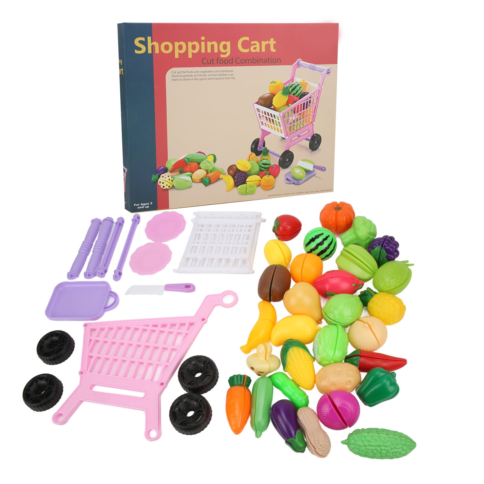 Plastic Mini Supermarket Shopping Cart Play Set Desktop Simulation ...