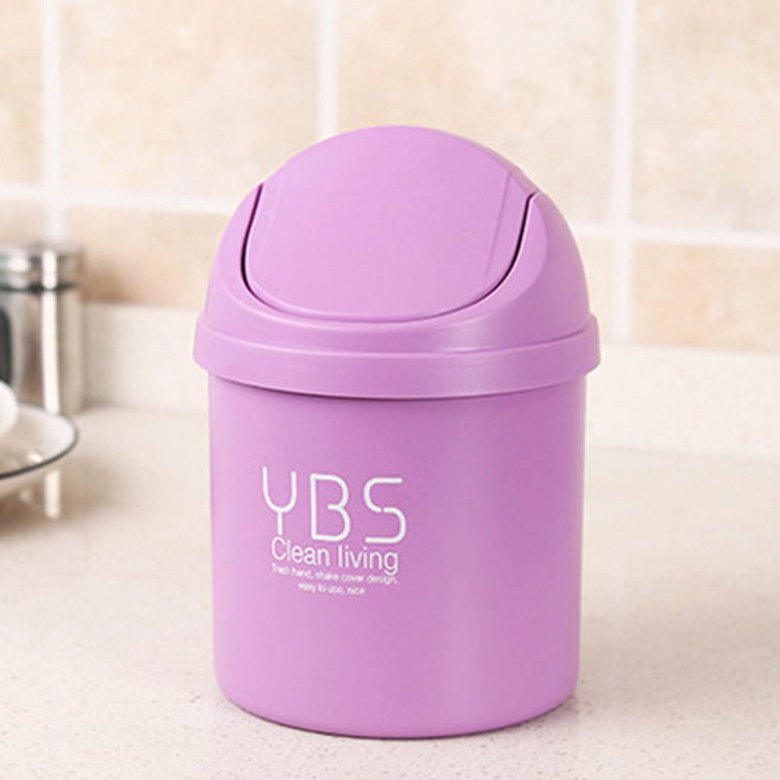 Plastic Mini Trash Can with Lid, Wastebasket for Bathroom Vanity ...