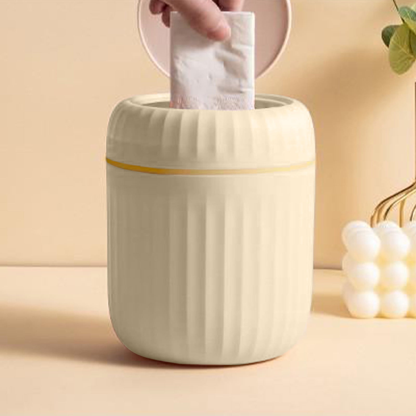 Plastic Mini Trash Can with Lid - Cute Small Desktop Waste Garbage Bin ...