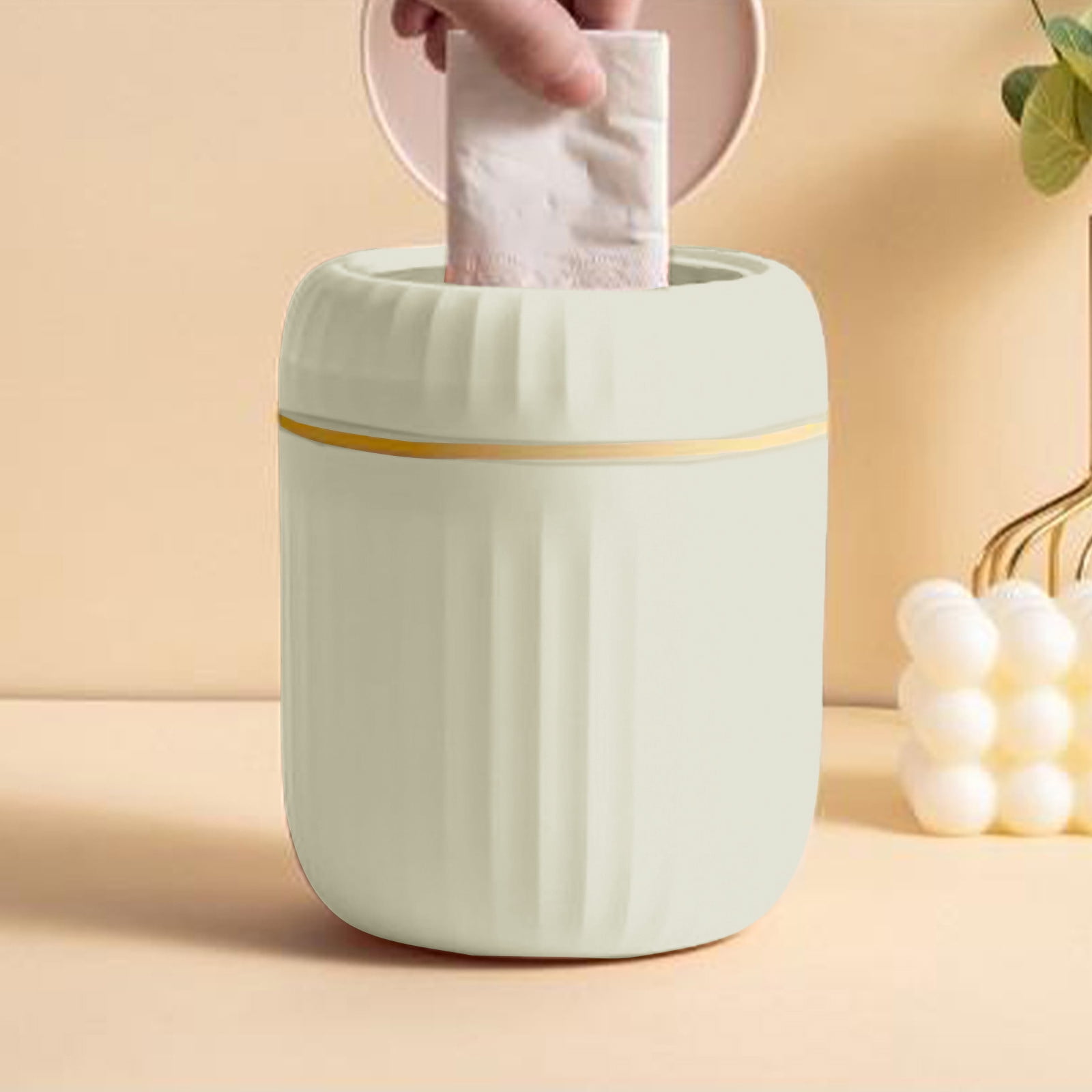 Plastic Mini Trash Can with Lid - Cute Small Desktop Waste Garbage Bin ...