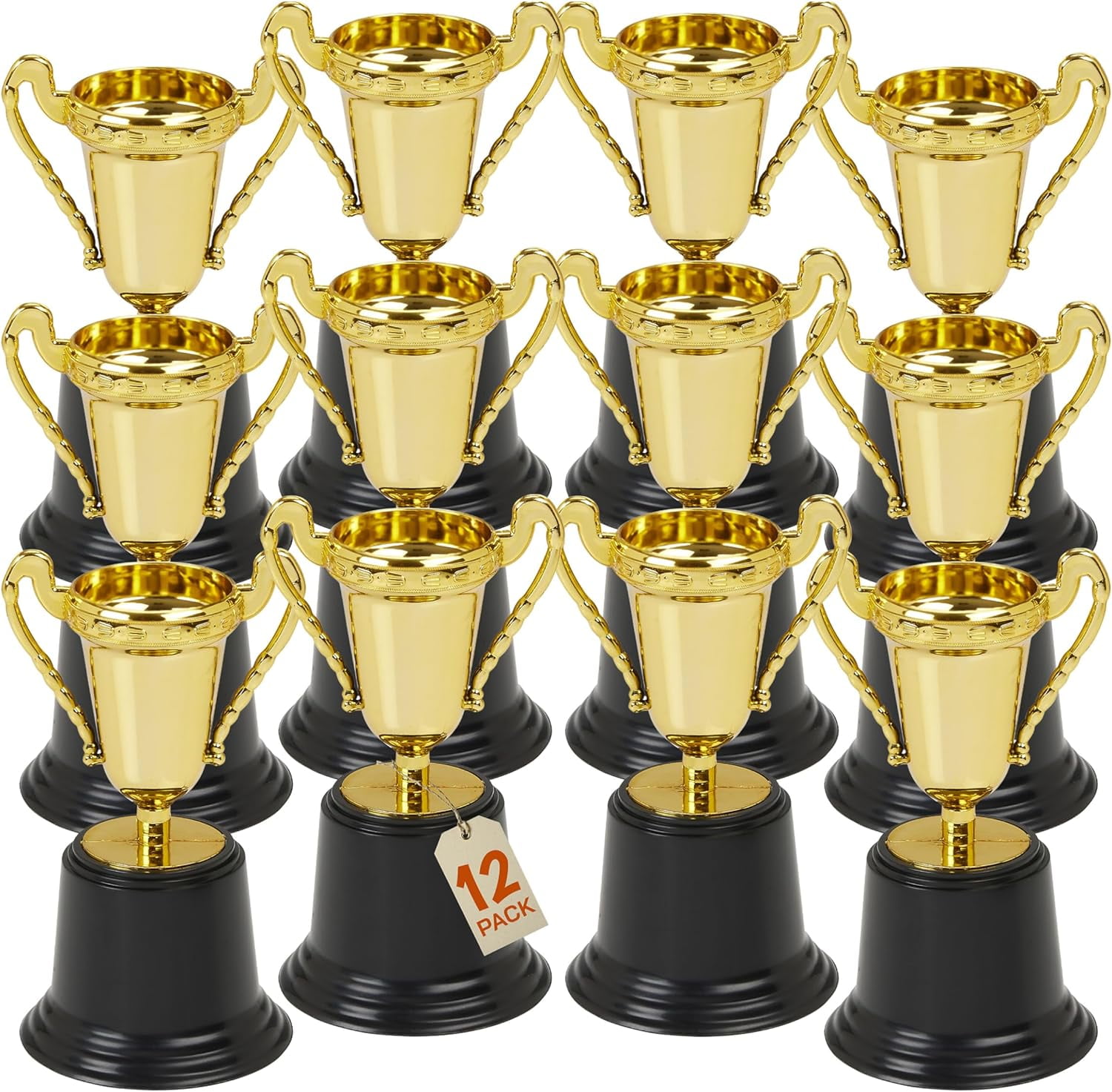 Plastic Mini Trophies - 12PK - 5 Inch - Gold Cups Participation Award ...