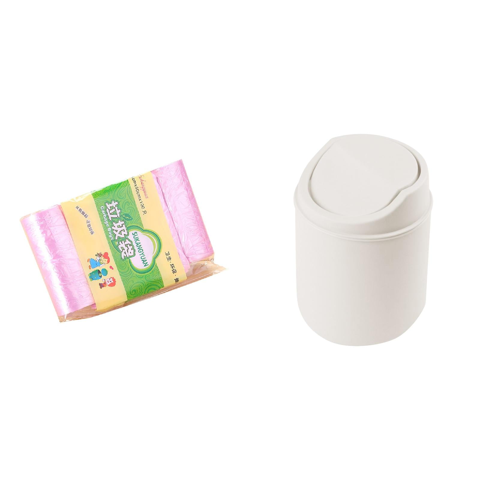 Mini Wastebasket Can with Swing Lid with 100 Bags, Tiny Desktop Waste ...