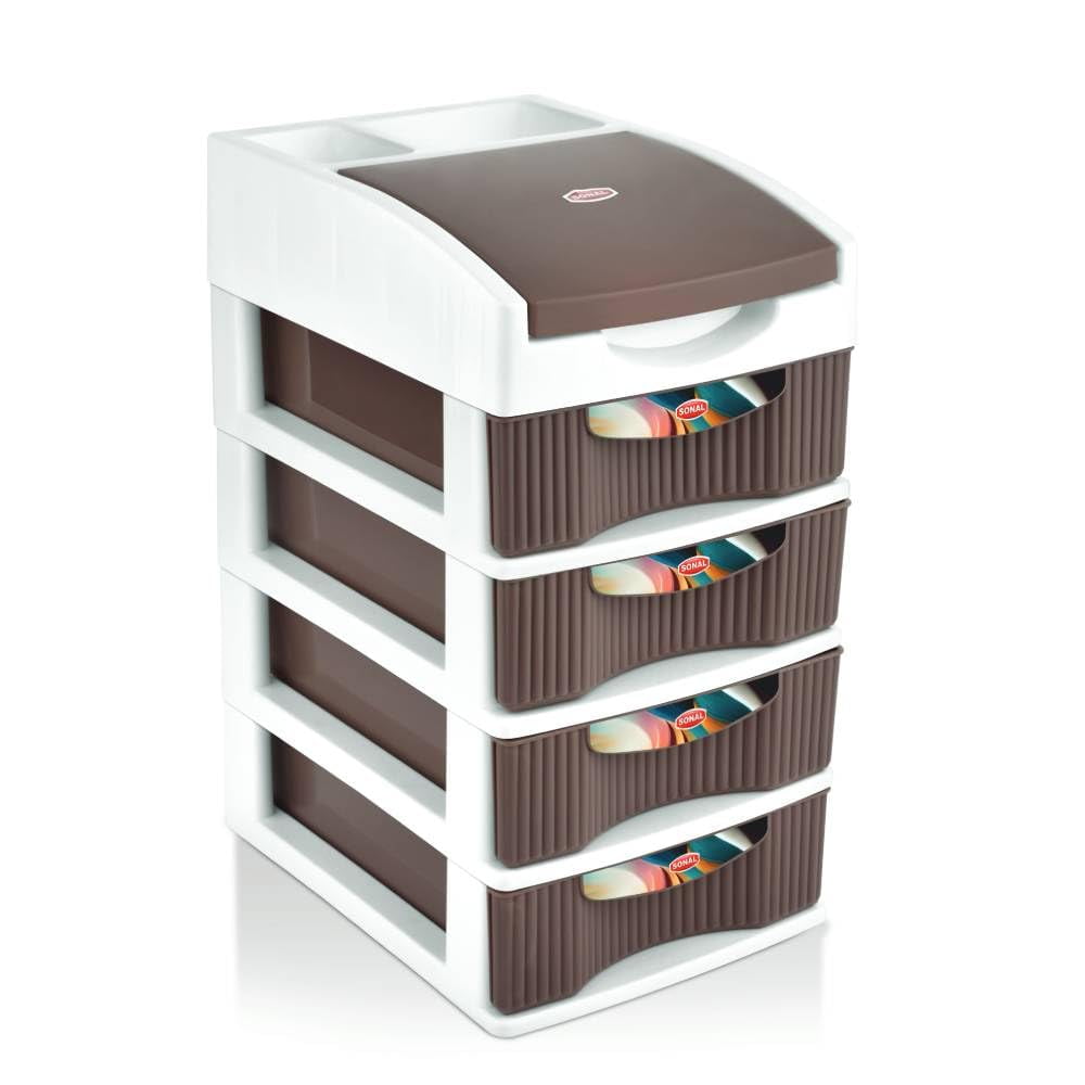 Plastic Modular Drawer Storage Chest of Drawers Organizer 4 ...